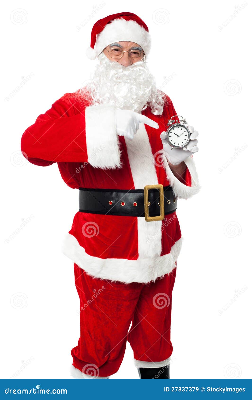 Santa Pointing at an Antique Time Piece Stock Image - Image of ...