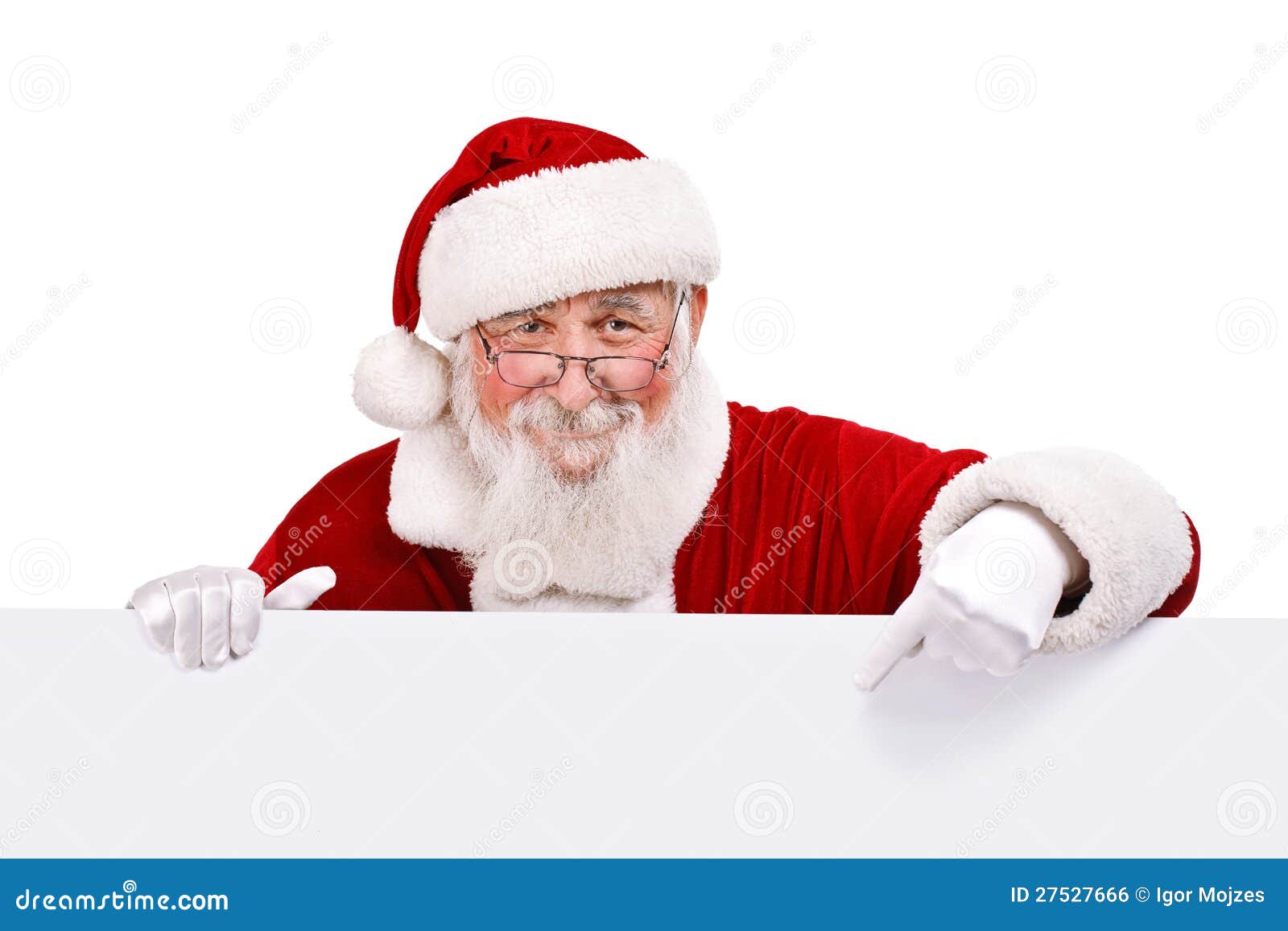 Santa Pointing in White Sign Stock Photo - Image of commercial, nick ...