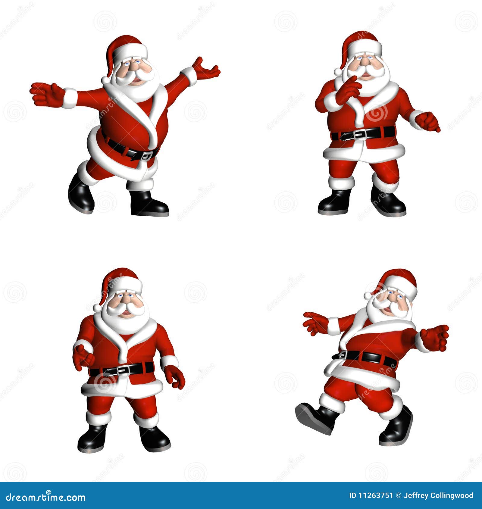 Santa Poses Pack Bkack And White Illustration | CartoonDealer.com ...