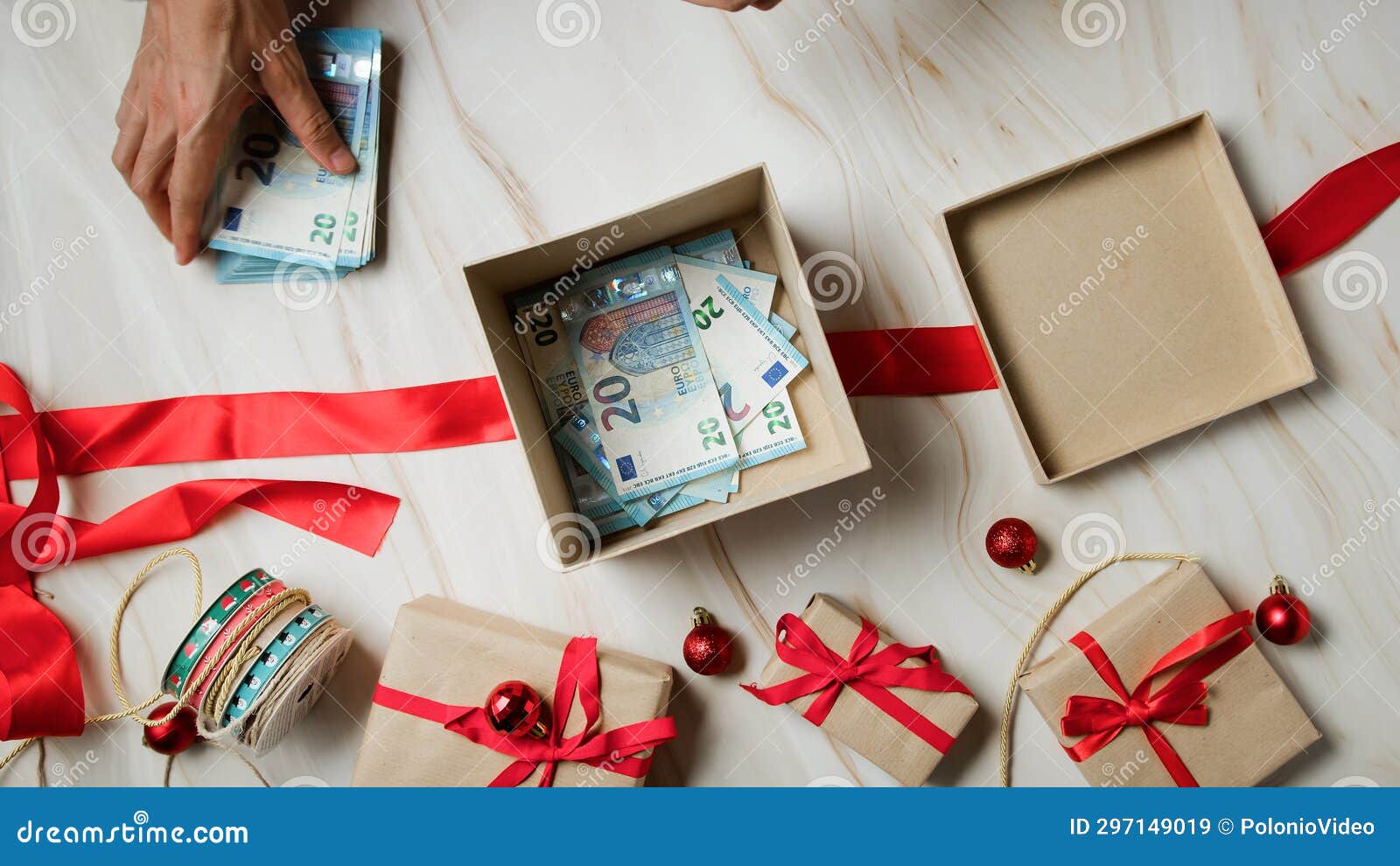 Santa Preparing a Present Full of Euro Money Stock Image - Image of ...