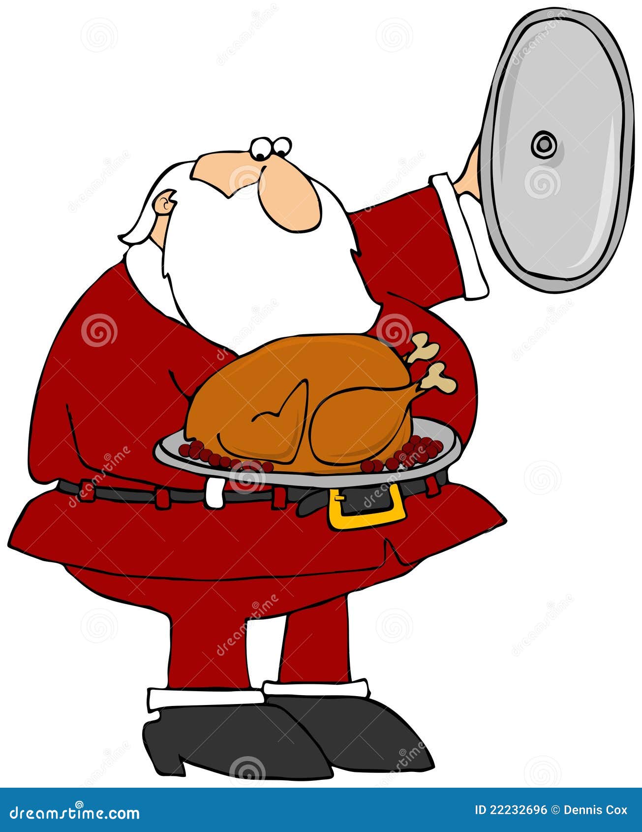 Santa Presenting a Cooked Turkey Stock Illustration - Illustration of ...