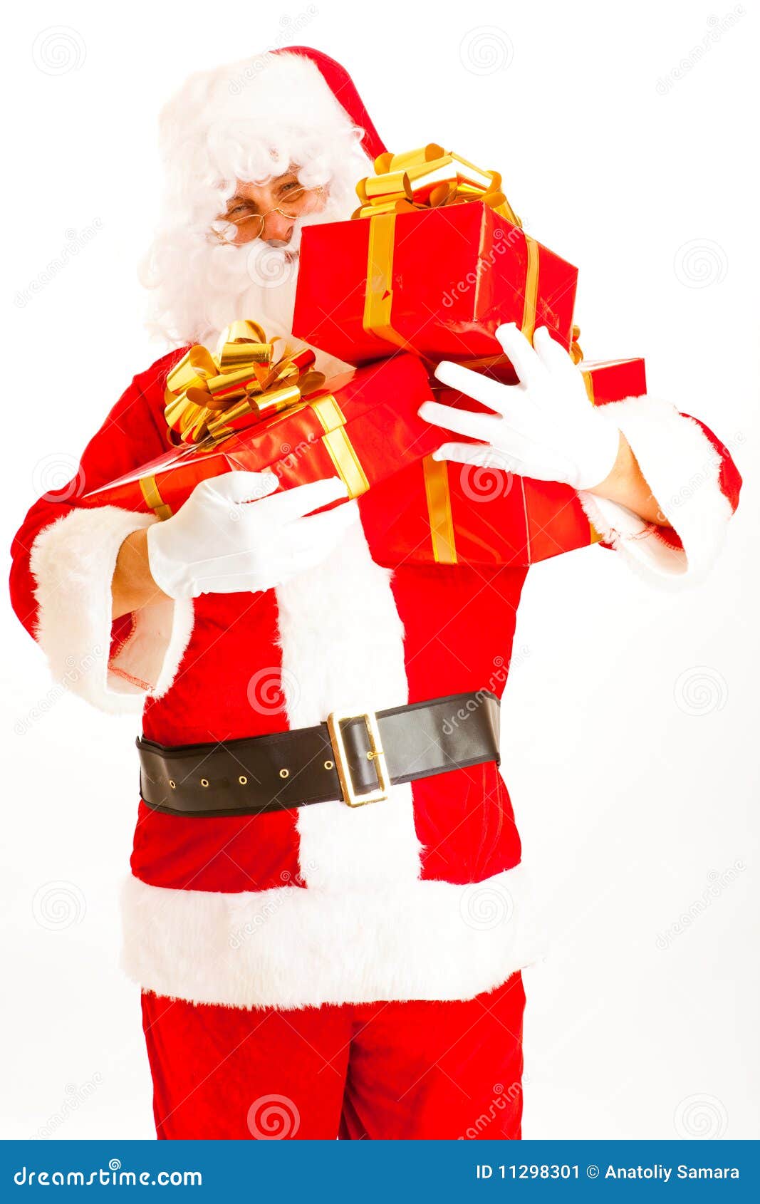 Santa with presents stock image. Image of ribbon, male - 11298301