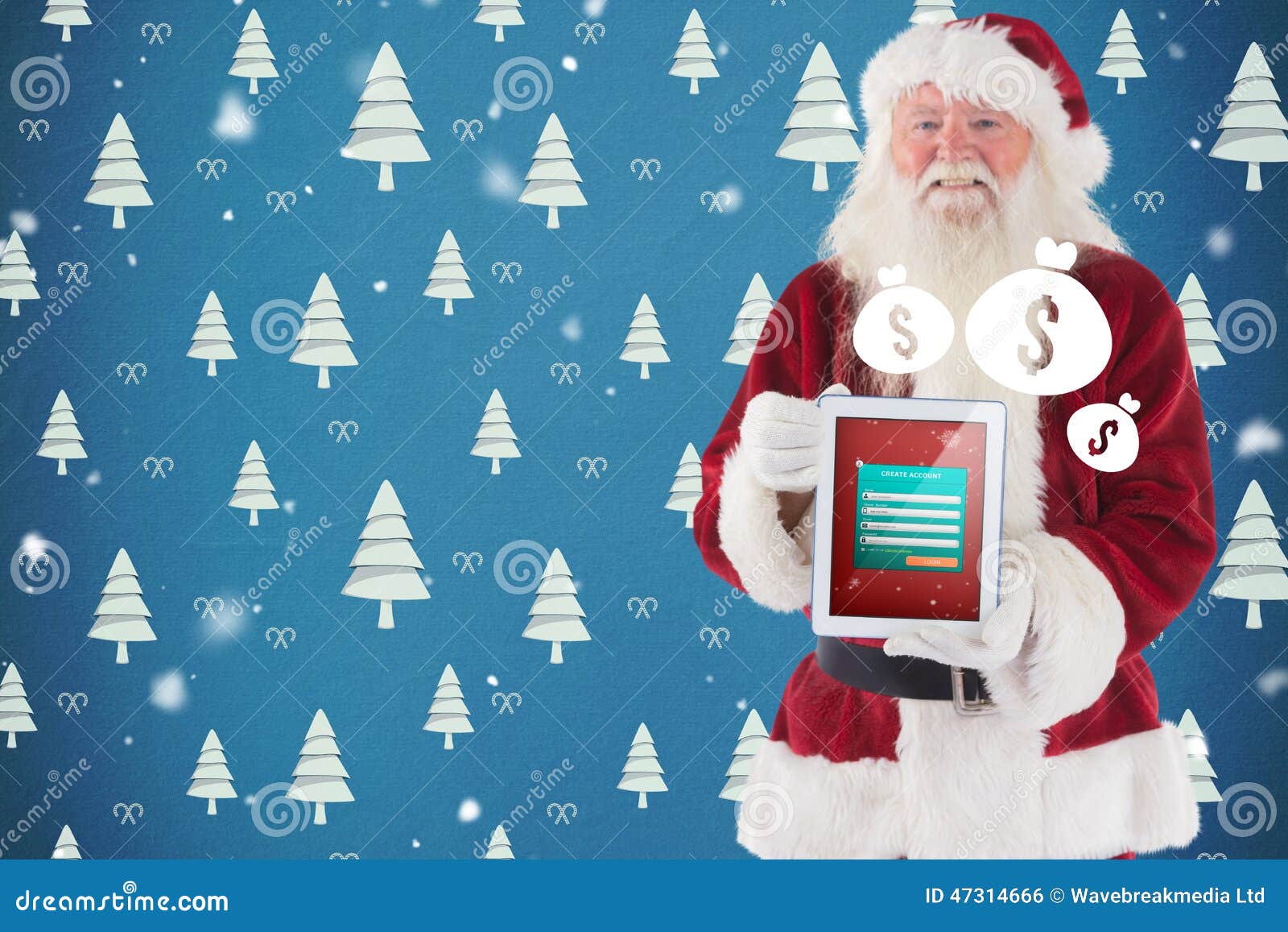 Santa presents a tablet PC stock photo. Image of wrapping - 47314666