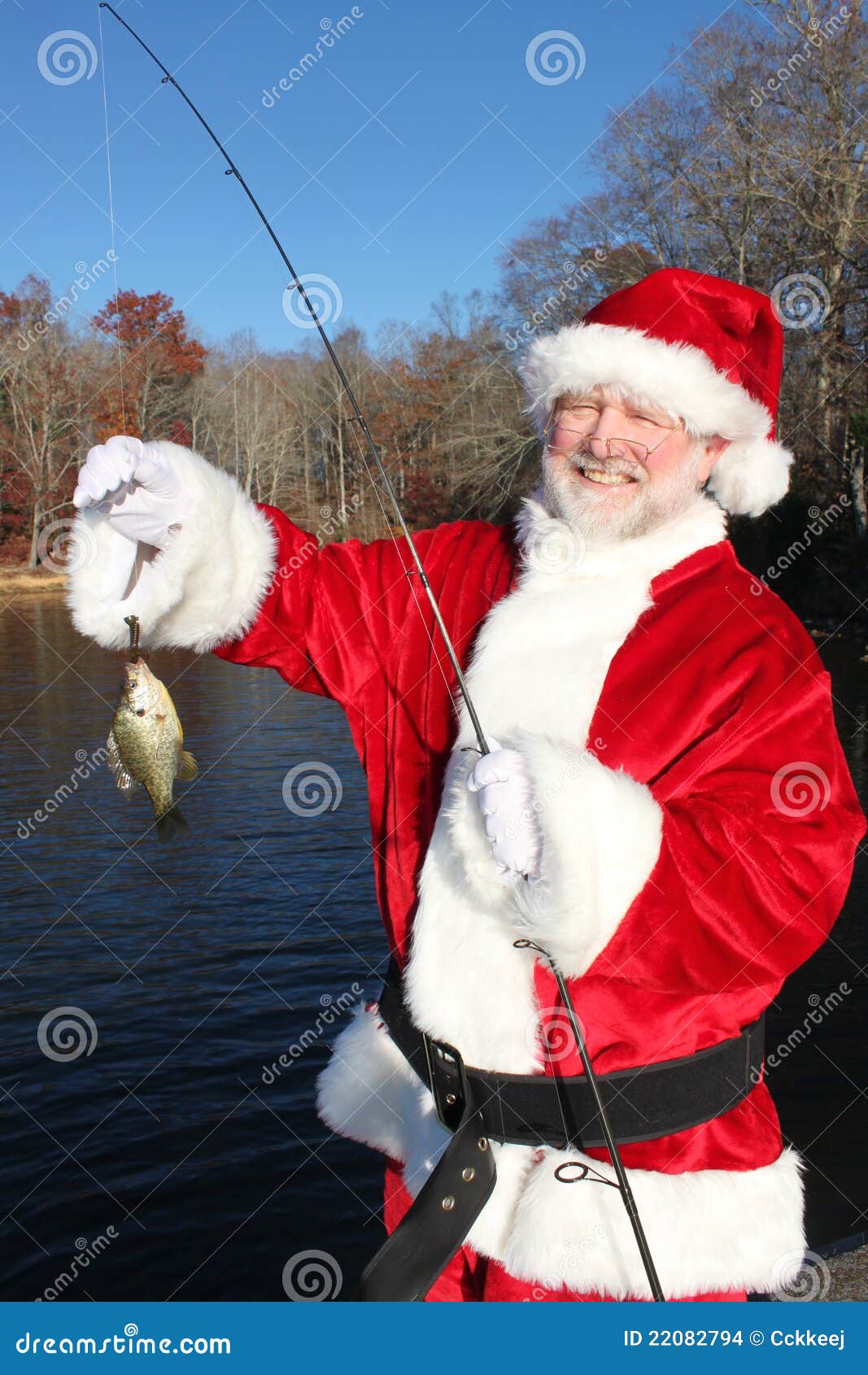Santa Proud of His Big Catch Stock Photo - Image of contentment, life ...