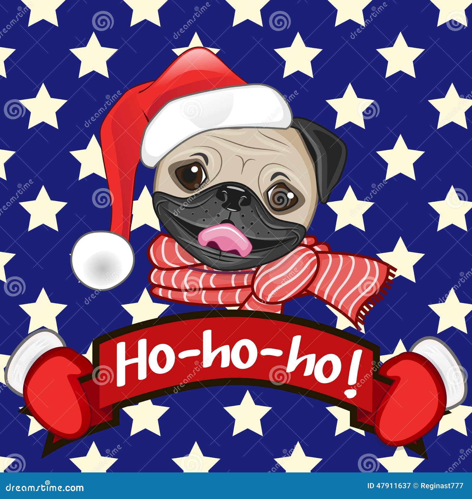 Santa Pug Dog ilustración del vector. Ilustración de caracteres - 47911637