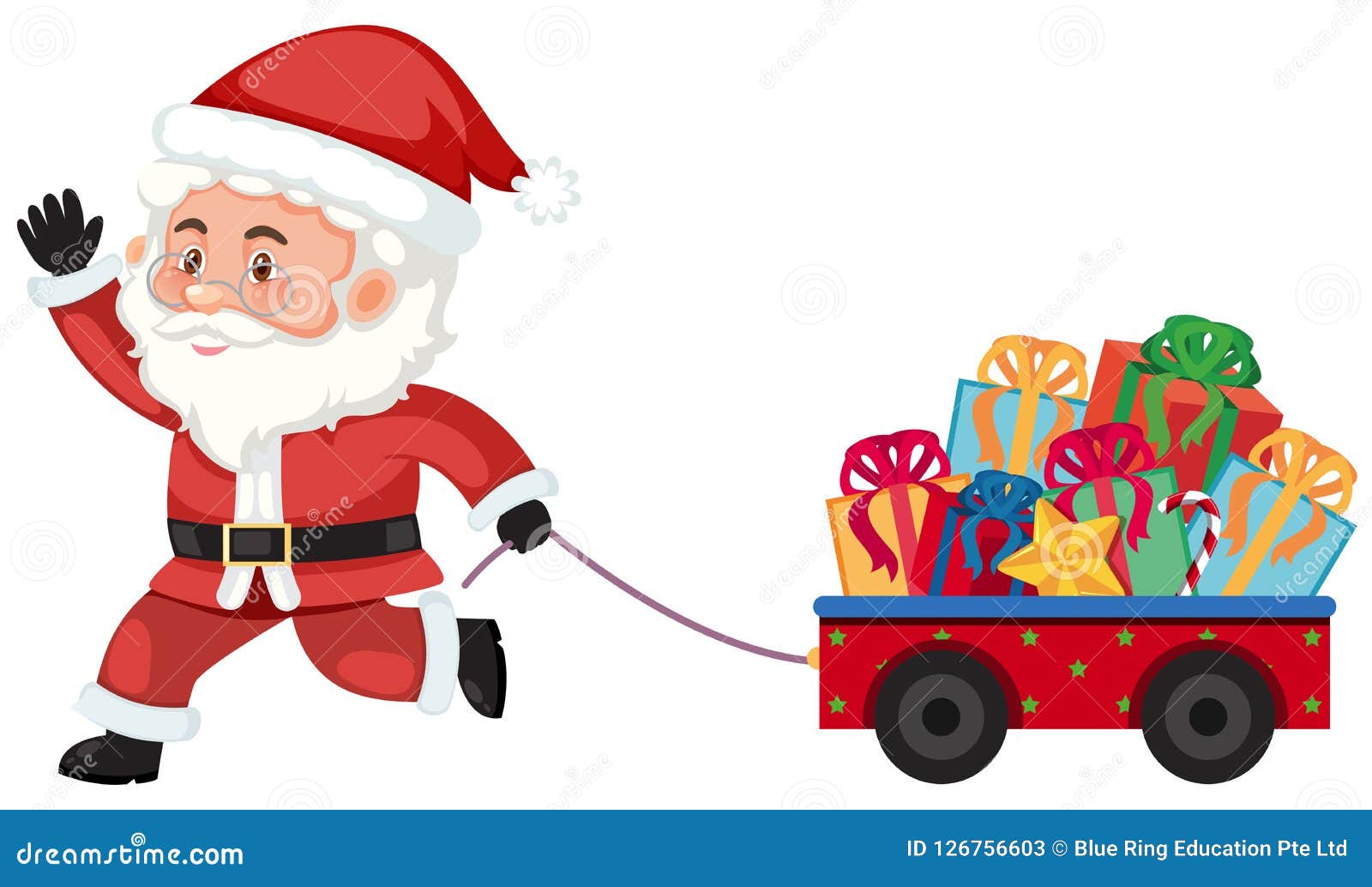 Santa Pulling a Carriage with Presents Stock Vector - Illustration of ...