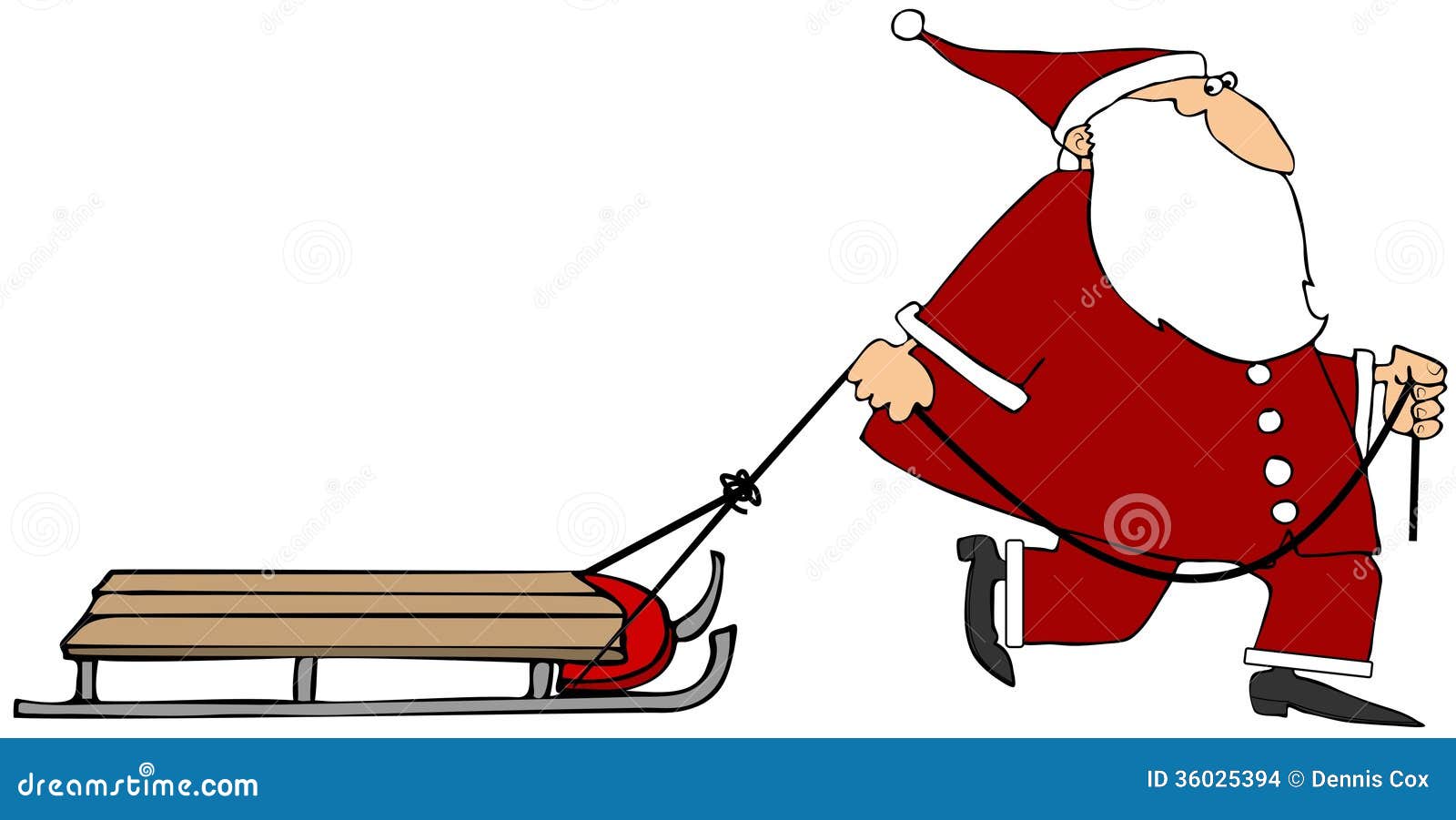 Santa Pulling an Empty Sled Stock Illustration - Illustration of sleigh ...