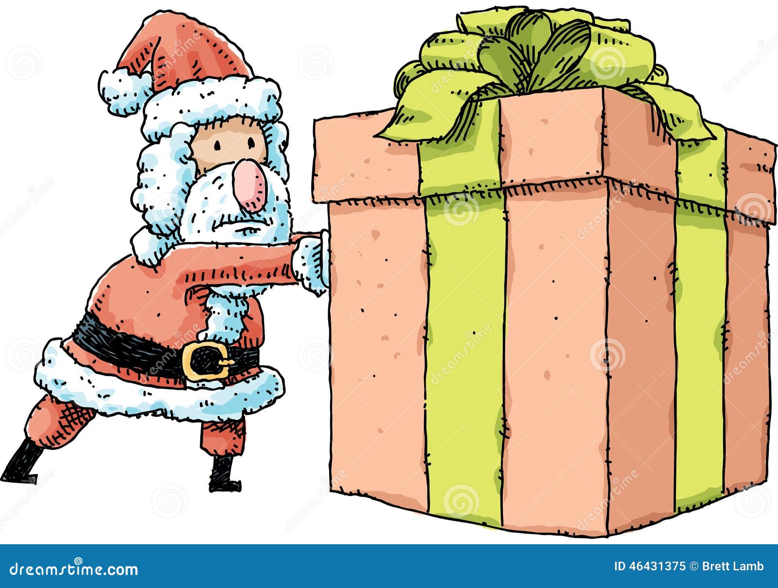 Santa Pushing Present vektor illustrationer. Illustration av santa ...