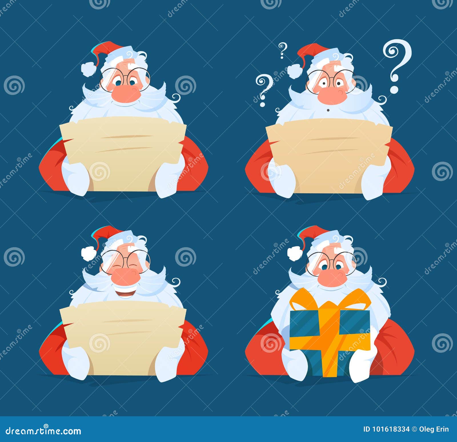 Santa Reading Letter And Talking On Phone Vector Illustration ...