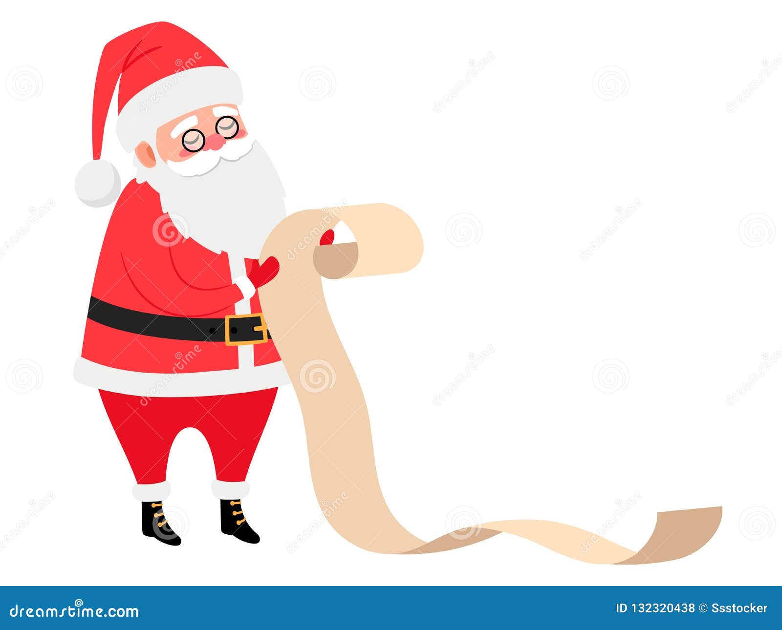 Santa Reading Letter And Talking On Phone Vector Illustration ...