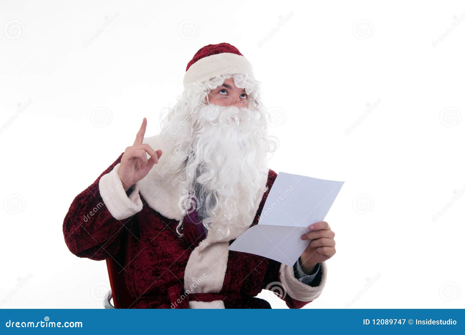 Santa reads the letter stock image. Image of male, saint - 12089747