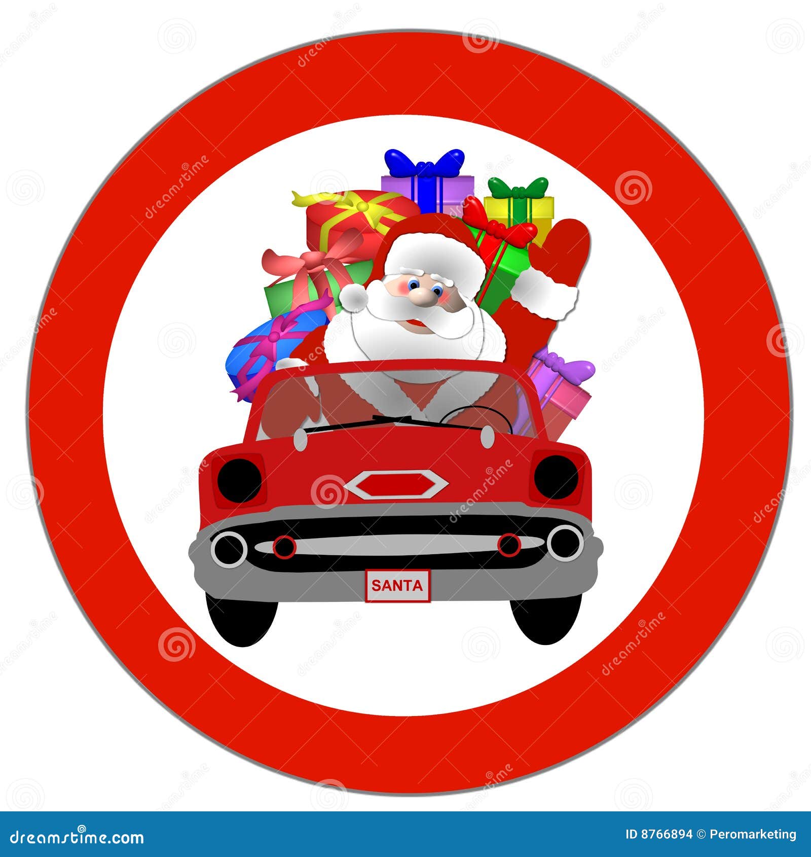 Santa in red convertible stock illustration. Illustration of delivery ...
