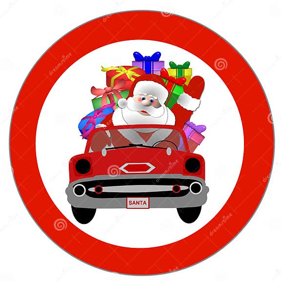 Santa in red convertible stock illustration. Illustration of delivery ...