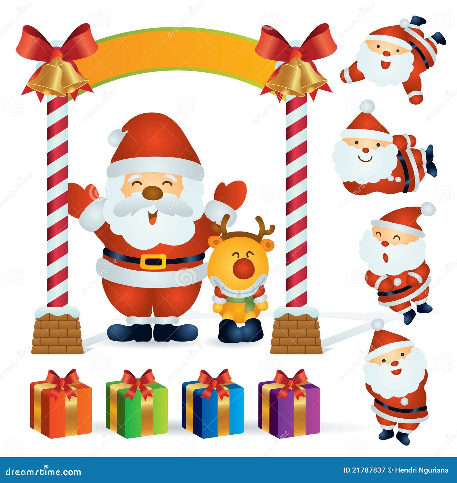 Santa, Reindeer and dwarf stock vector. Illustration of greeting - 21787837