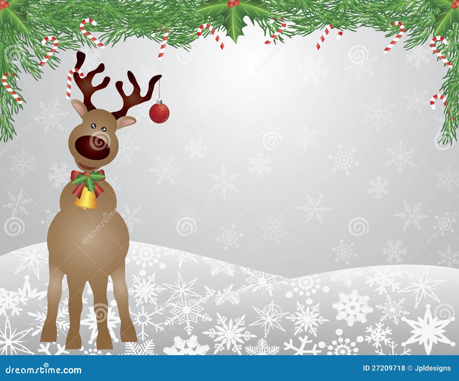Santa Reindeer Snow Scene with Garland Stock Vector - Illustration of ...