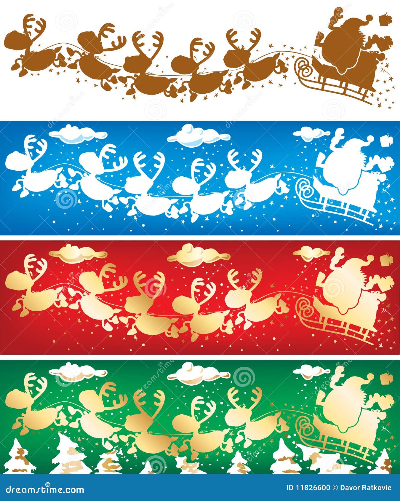 Santa and Reindeers Banners Stock Vector - Illustration of color ...