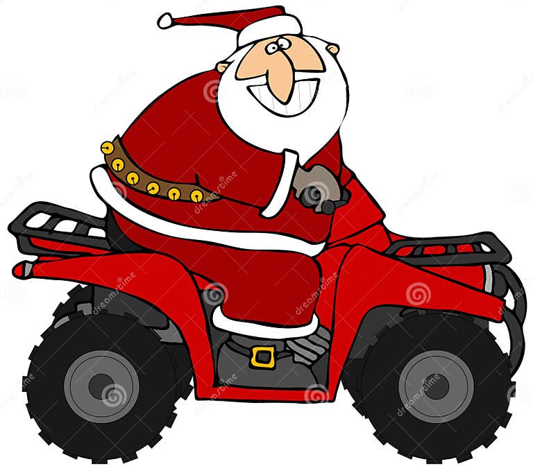 Santa Riding an ATV stock illustration. Illustration of recreation ...