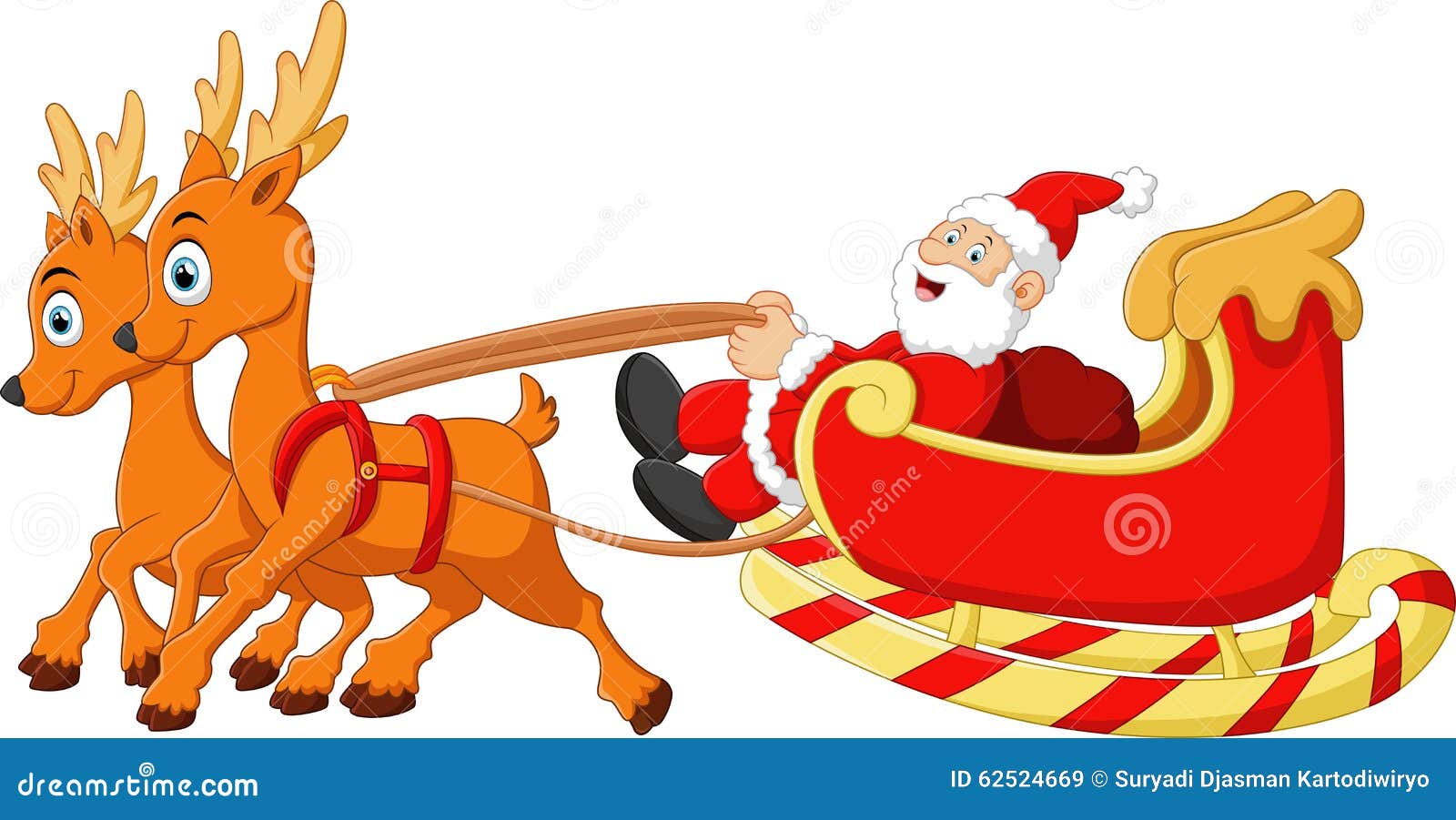 Santa Riding Sledge Cartoon Stock Vector - Illustration of sledge ...
