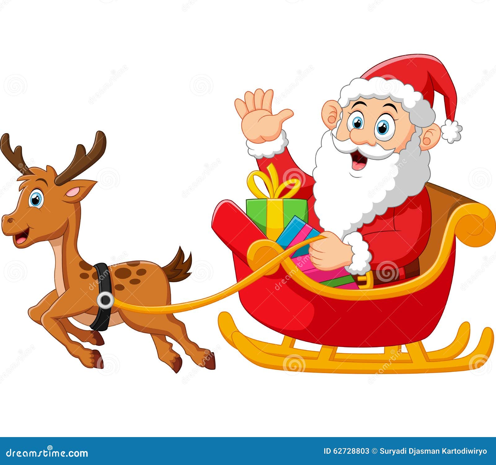 Santa Riding Sledge Cartoon Stock Vector - Illustration of design ...