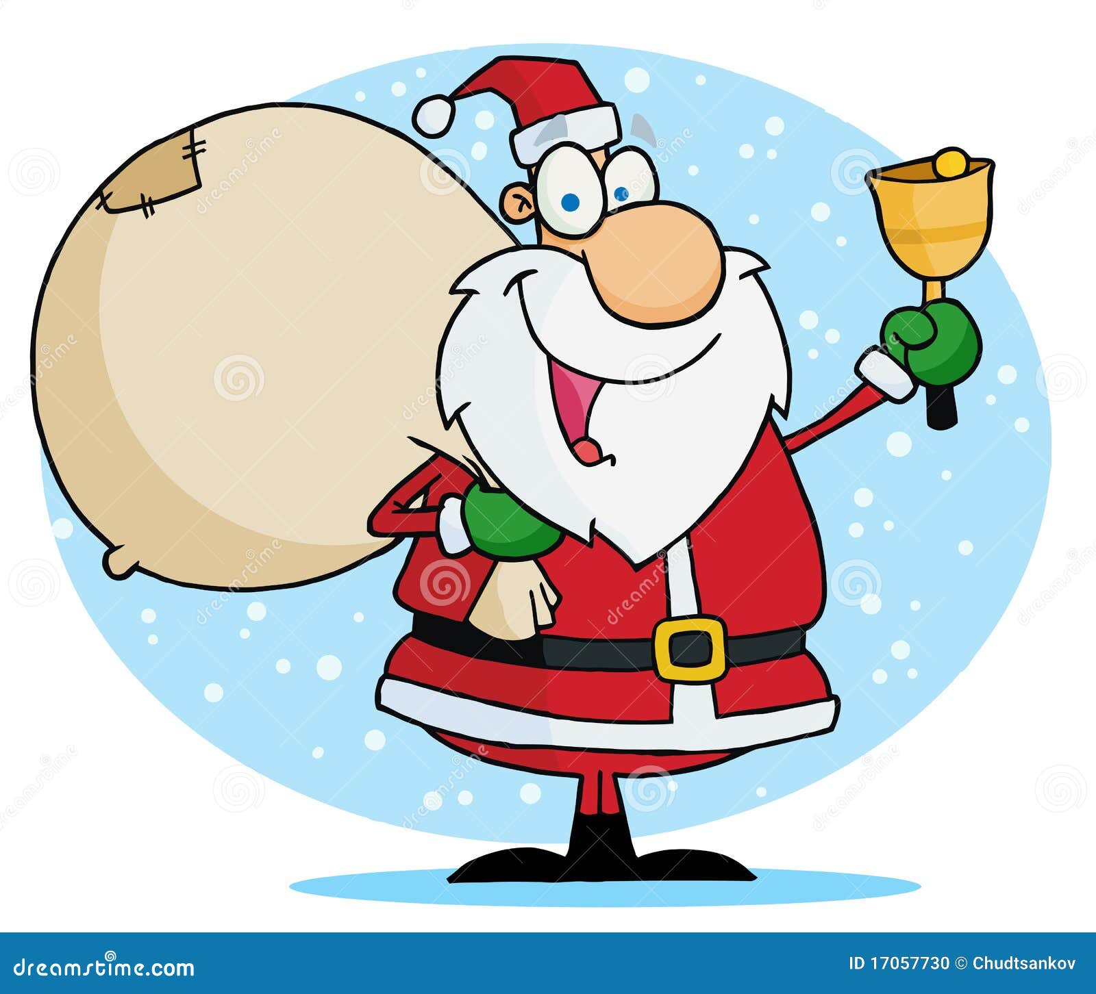 Santa Ringing a Bell and Carrying His Toy Sack Stock Vector ...