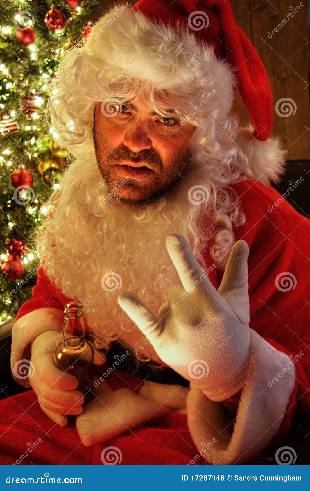 Santa Rocking on and Drinking Beer Stock Photo - Image of alcoholic ...