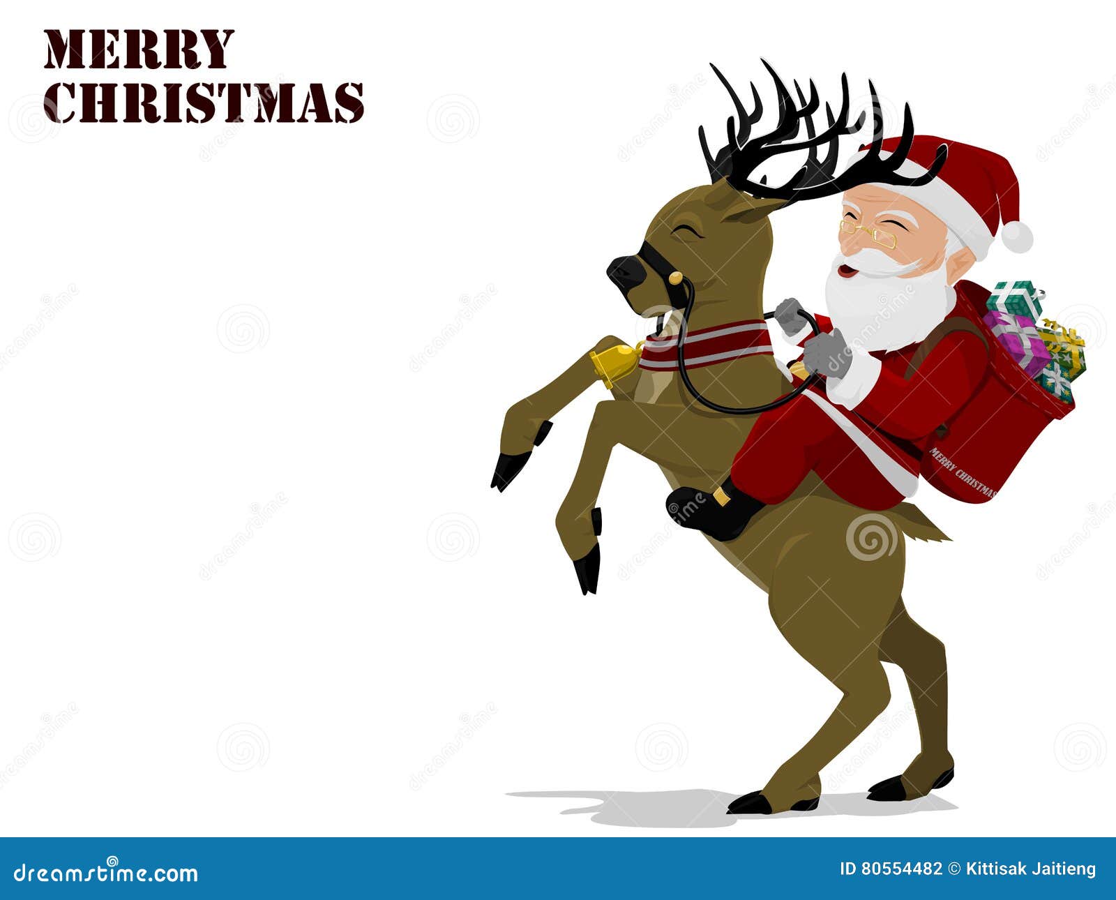 Santa Rodeo ilustración del vector. Ilustración de ciervos - 80554482