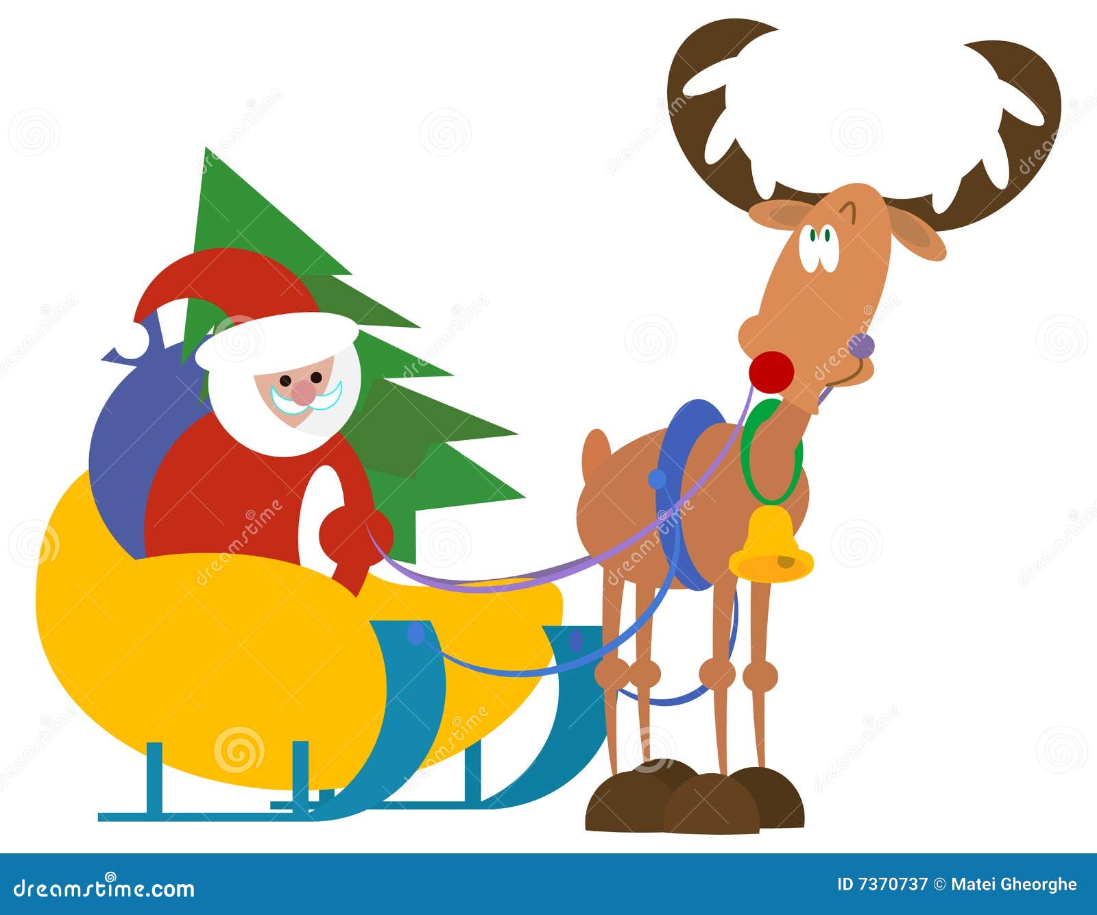 Santa and rudolf stock vector. Illustration of tree, luge - 7370737