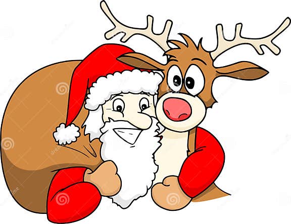 Santa and Rudolph stock vector. Illustration of greeting - 16666233