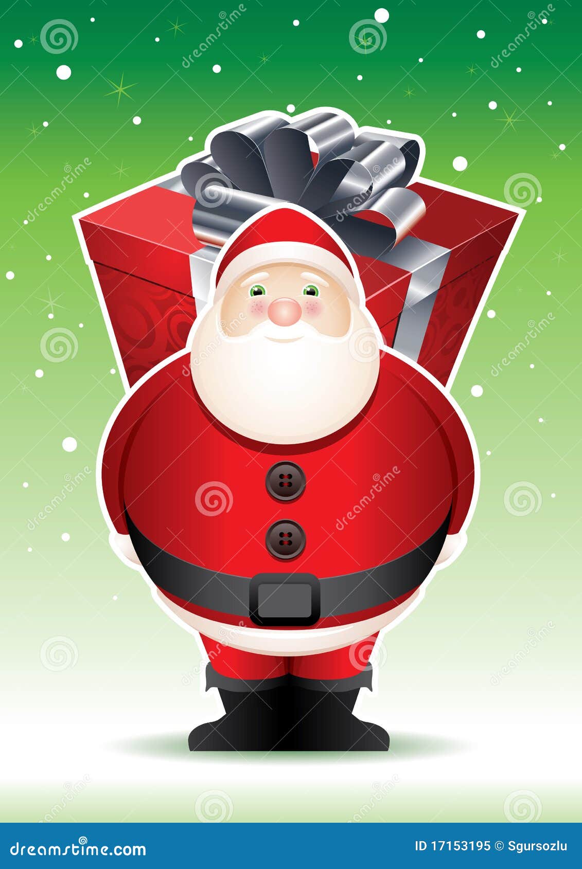 Santa s big surprise. stock vector. Illustration of ribbon - 17153195