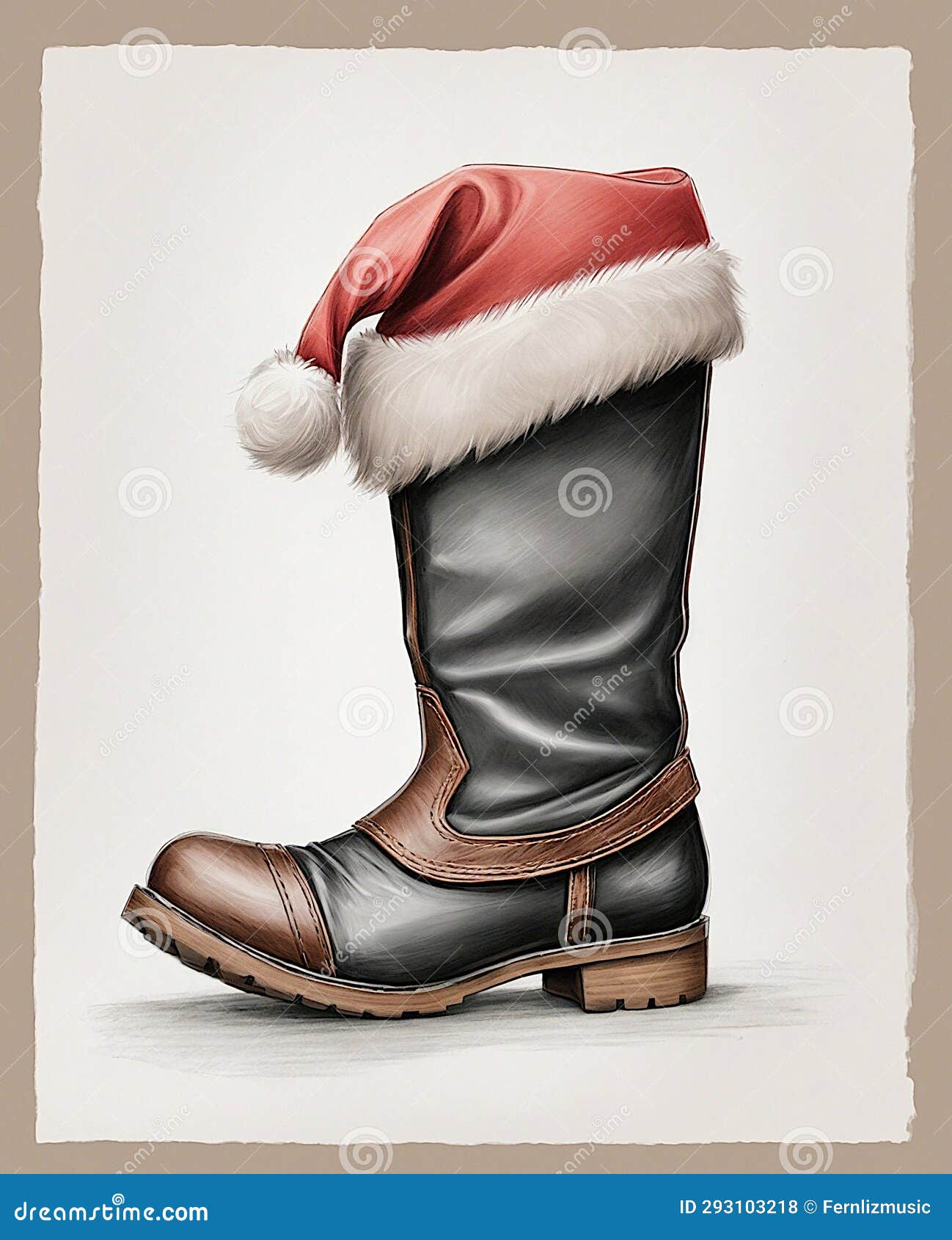 Santa S Black Boot Sketch Drawing AI Generated Stock Illustration ...
