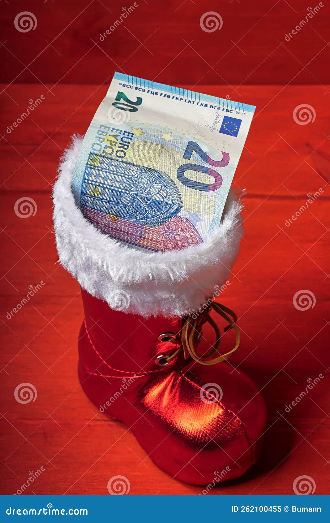 A Santa`s Boot with a Banknote As a Christmas Present Stock Image ...