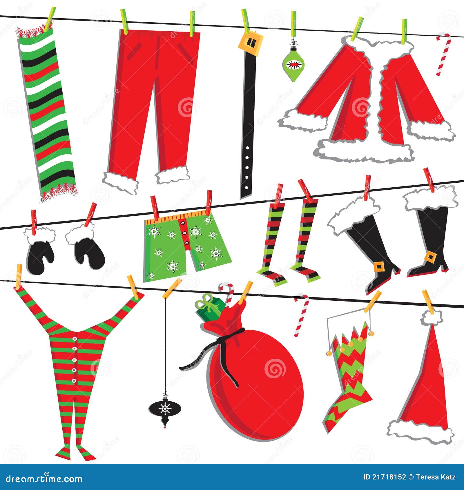Santa S Christmas Clothesline Stock Vector - Illustration of hanging ...