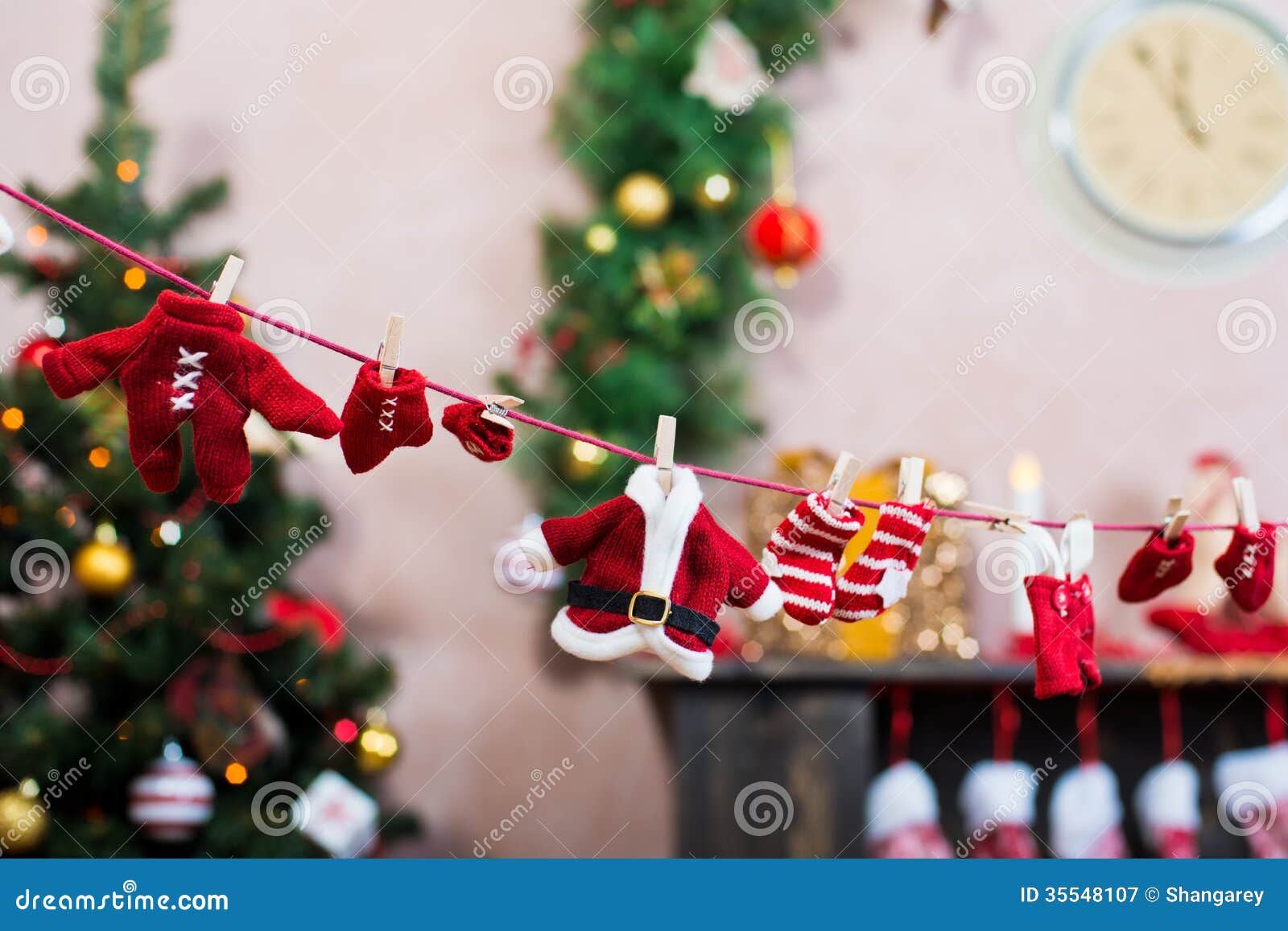 Santa S Clothes on the Clothesline Stock Image - Image of fireplace ...