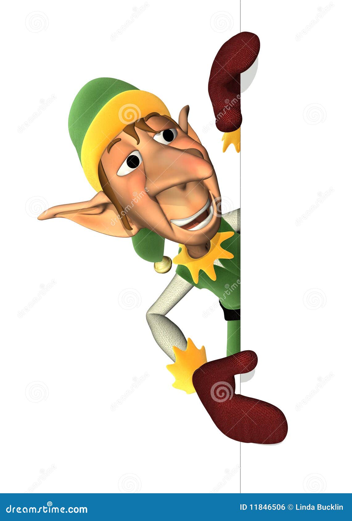 Santa S Elf Peeking Around an Edge Stock Illustration - Illustration of ...