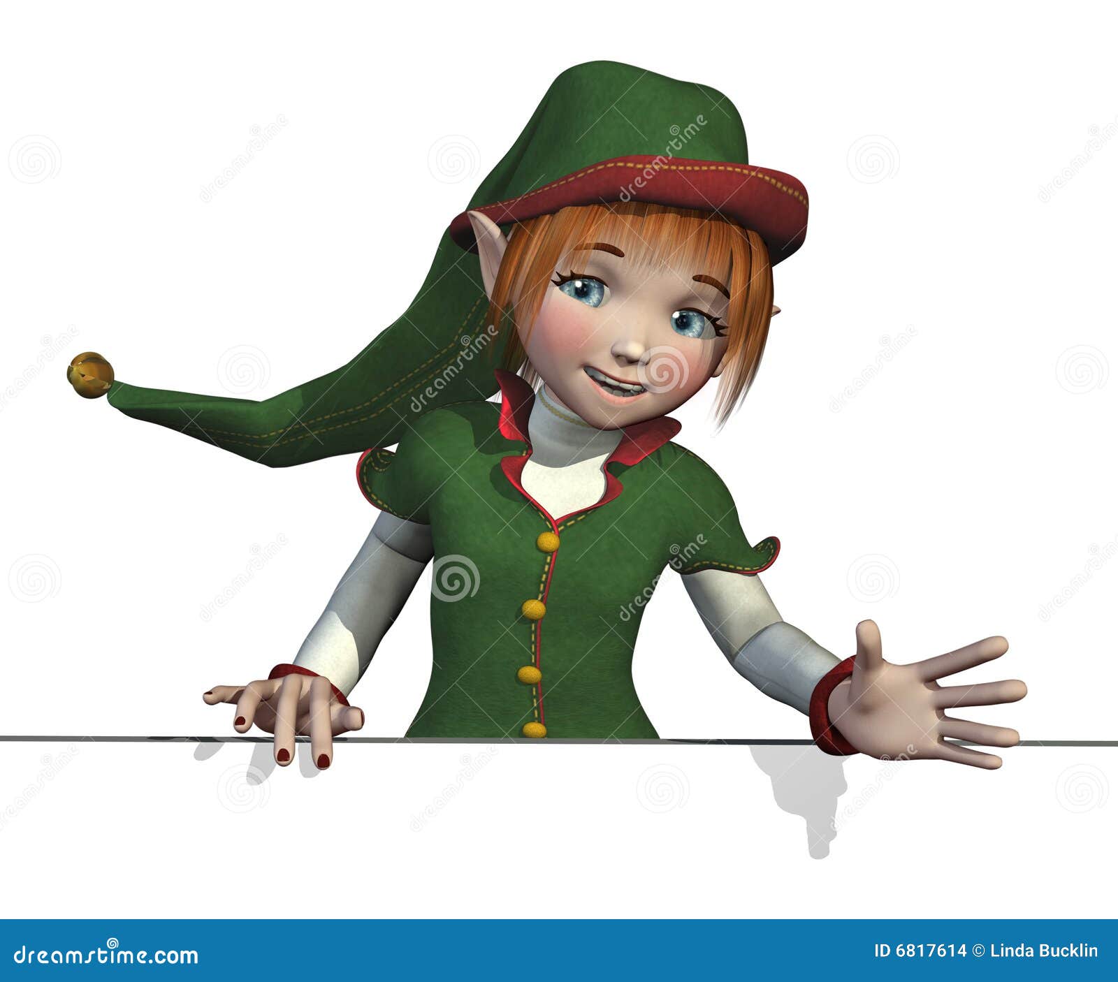 Santa s Elf with Sign Edge stock illustration. Illustration of friendly ...