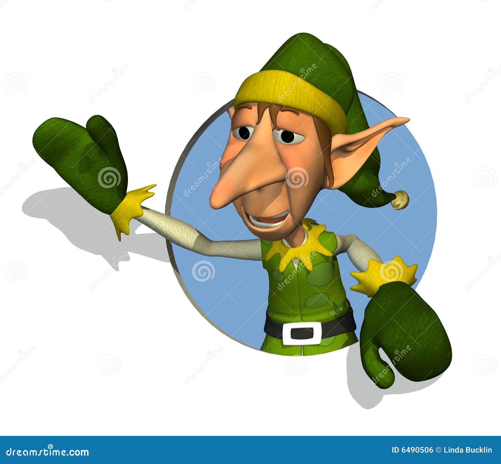 Santa S Elf Waving through a Circle Stock Illustration - Illustration ...