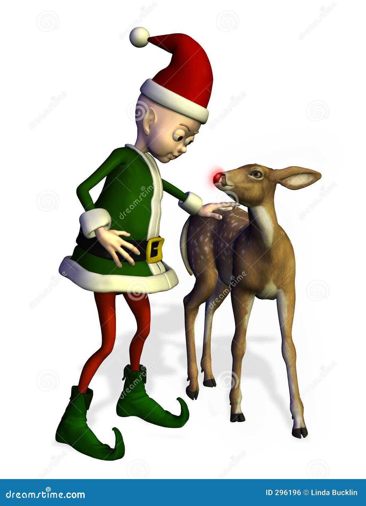 Santa S Elf with Young Rudolph - Includes Clipping Path Stock ...