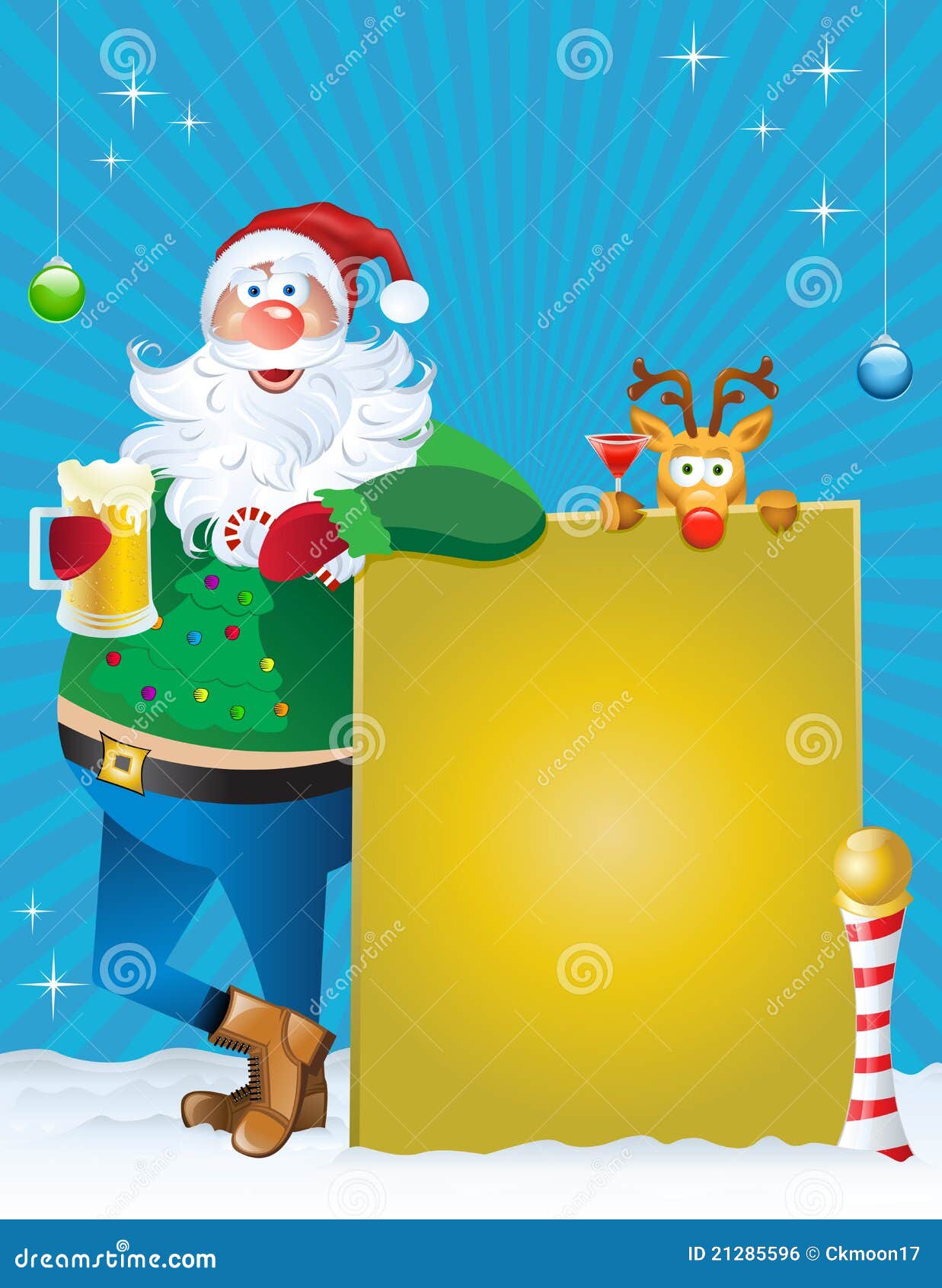Santa s Happy Hour stock vector. Illustration of cartoon - 21285596