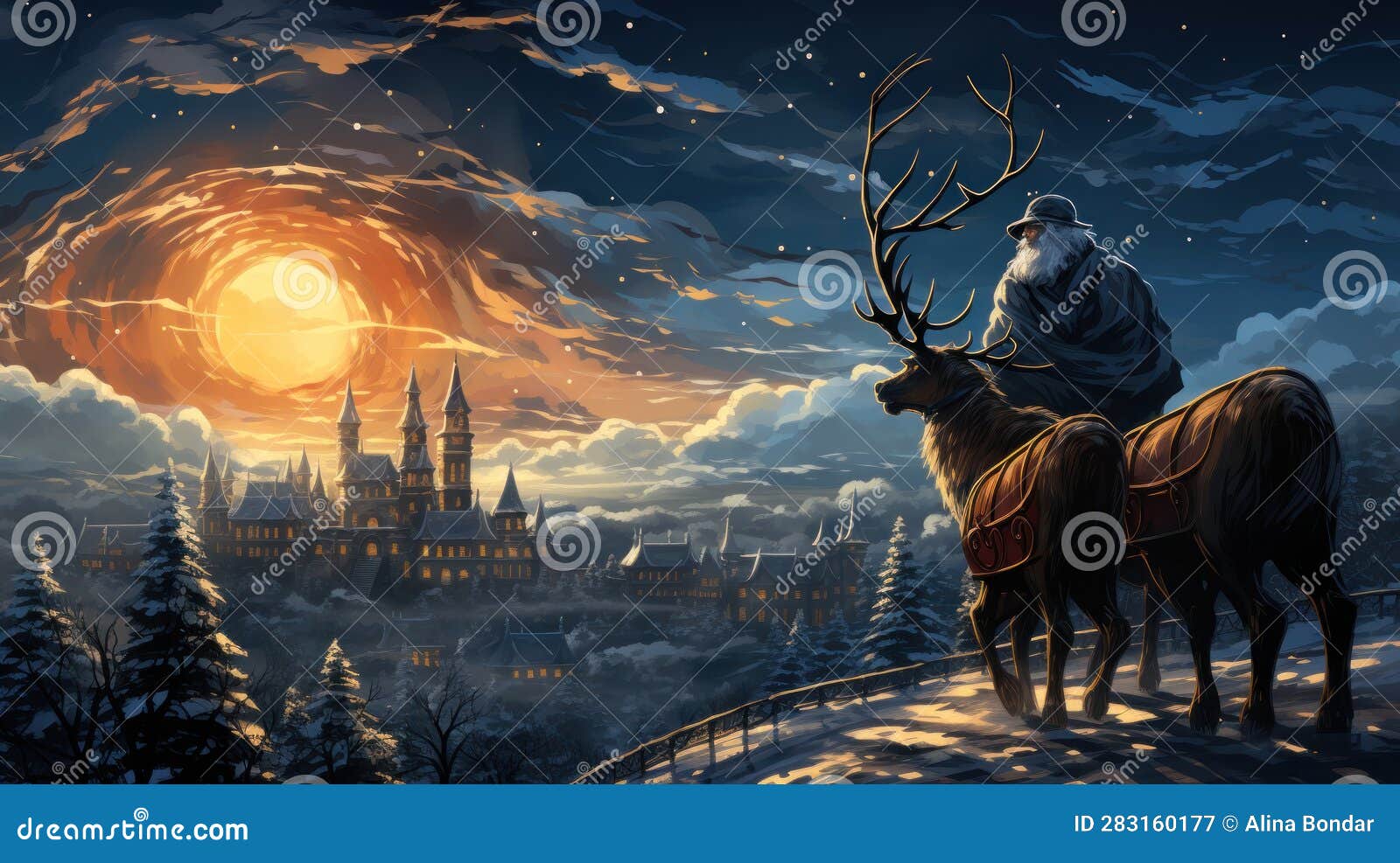 Santa S Magical Journey. Created with Generative AI Stock Illustration ...
