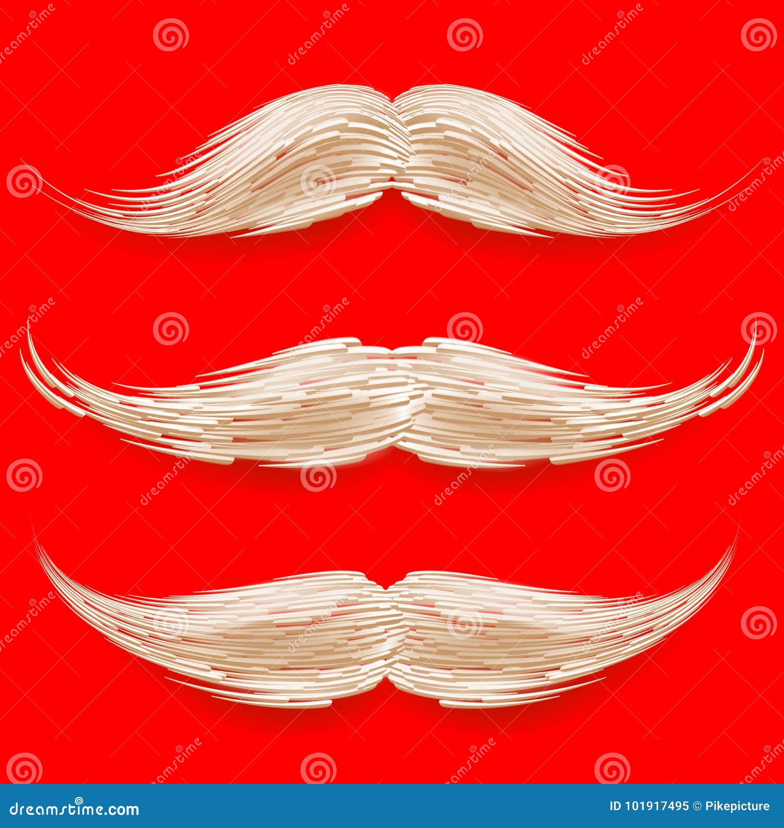 Santa S Mustache Vector. Christmas Realistic White Mustache. Different ...
