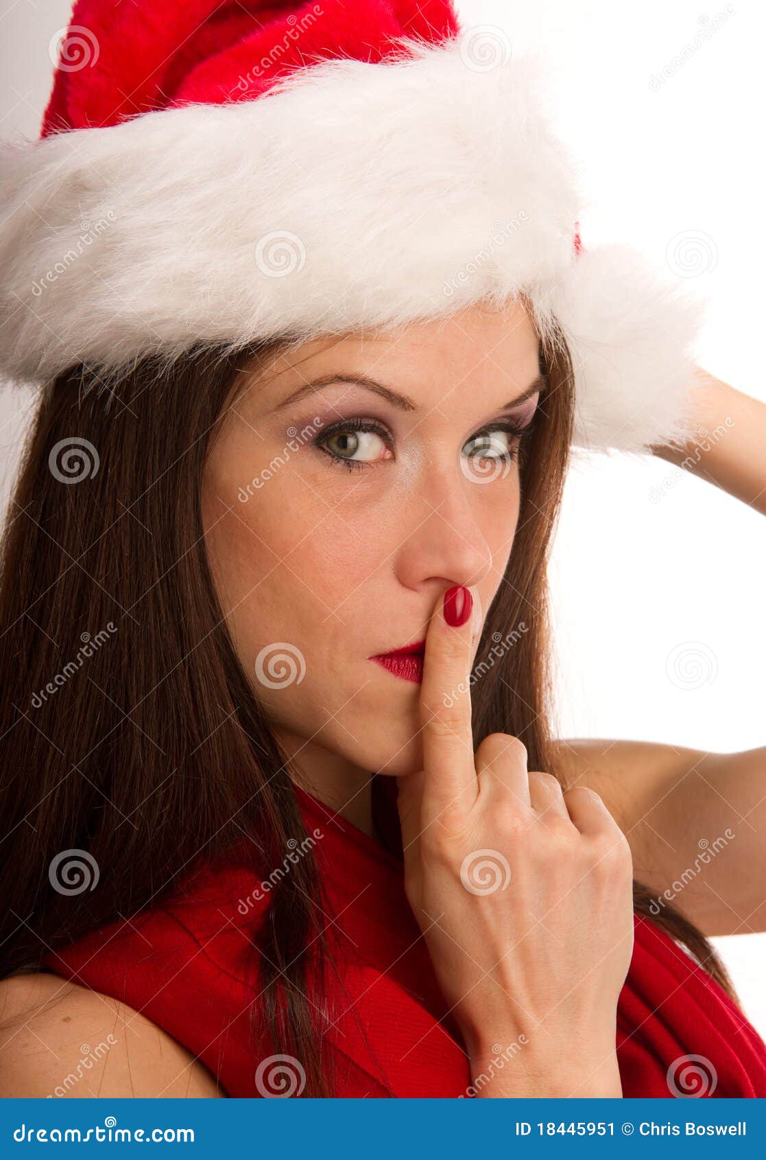 Santas Secret Kept by Beautiful Woman Stock Image - Image of beauty ...