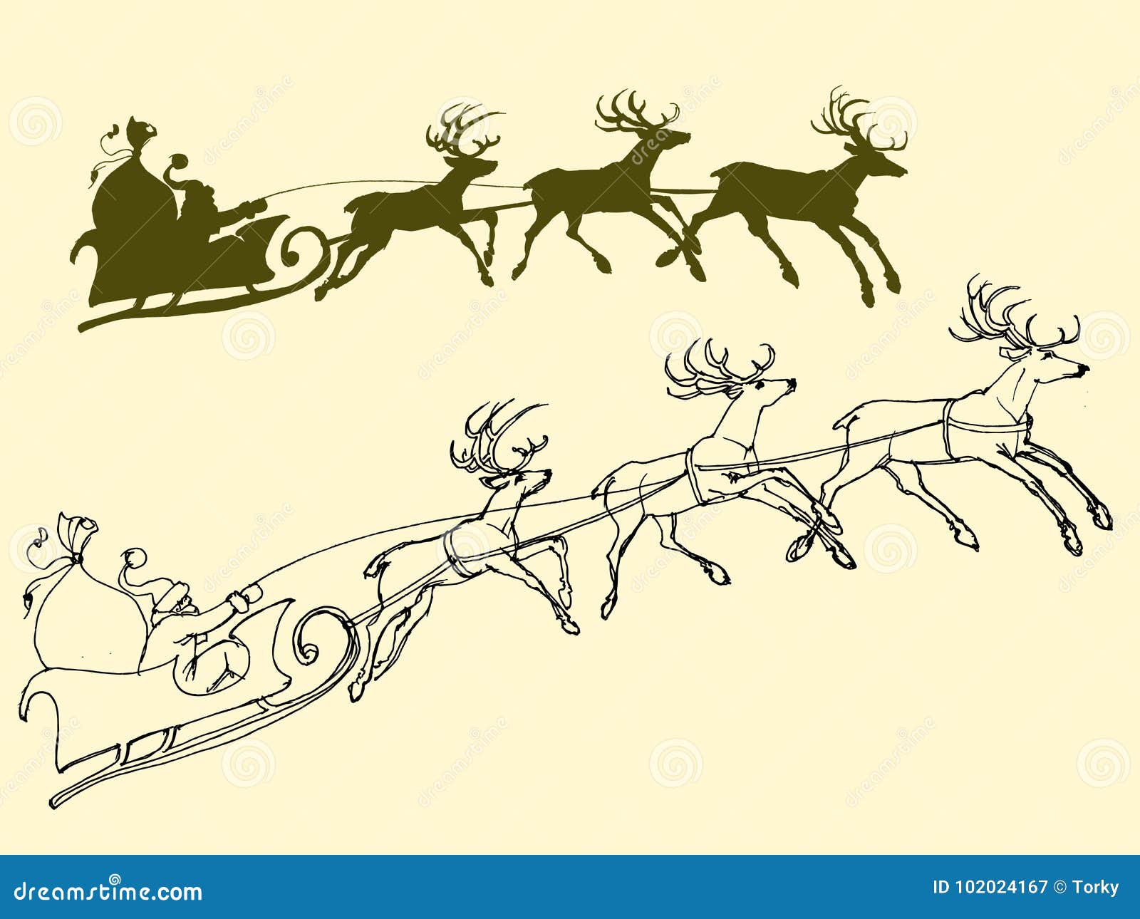 Santa Sleigh Outline