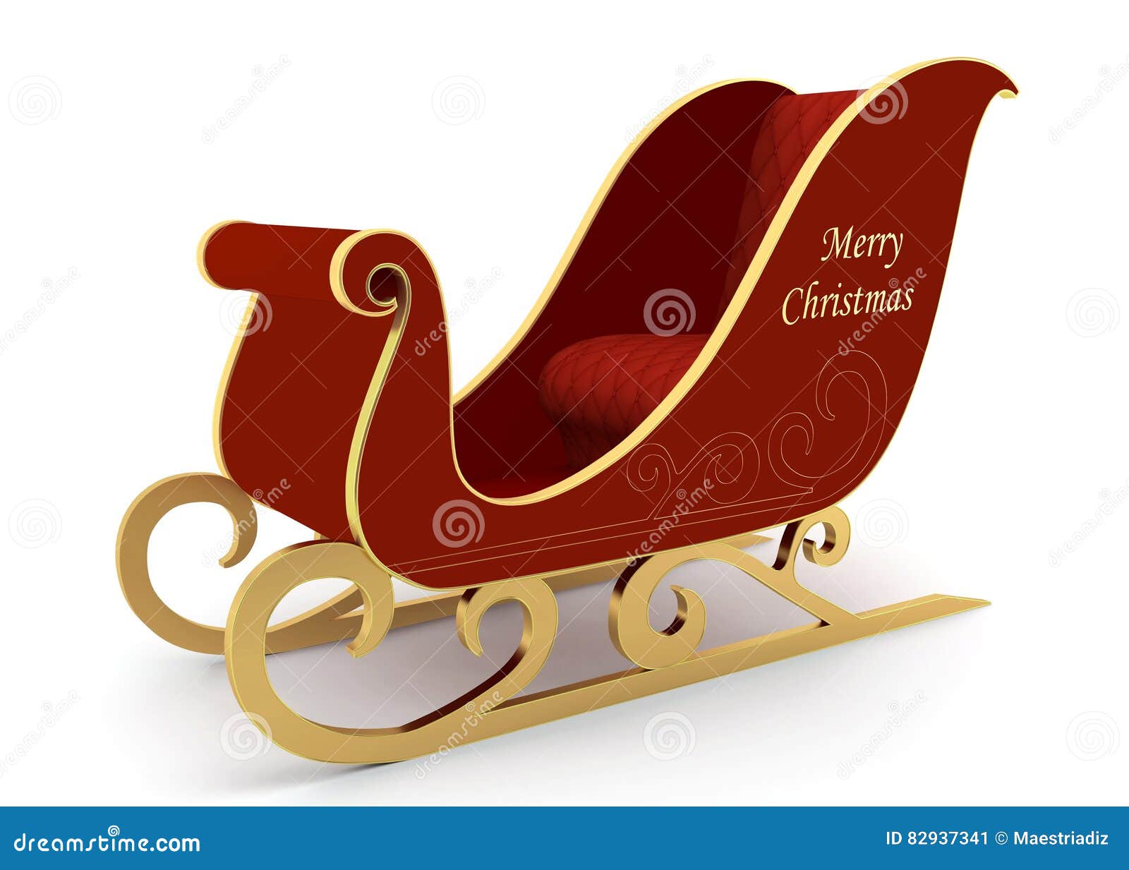 Santa`s Sleigh on a White Background Stock Illustration - Illustration ...