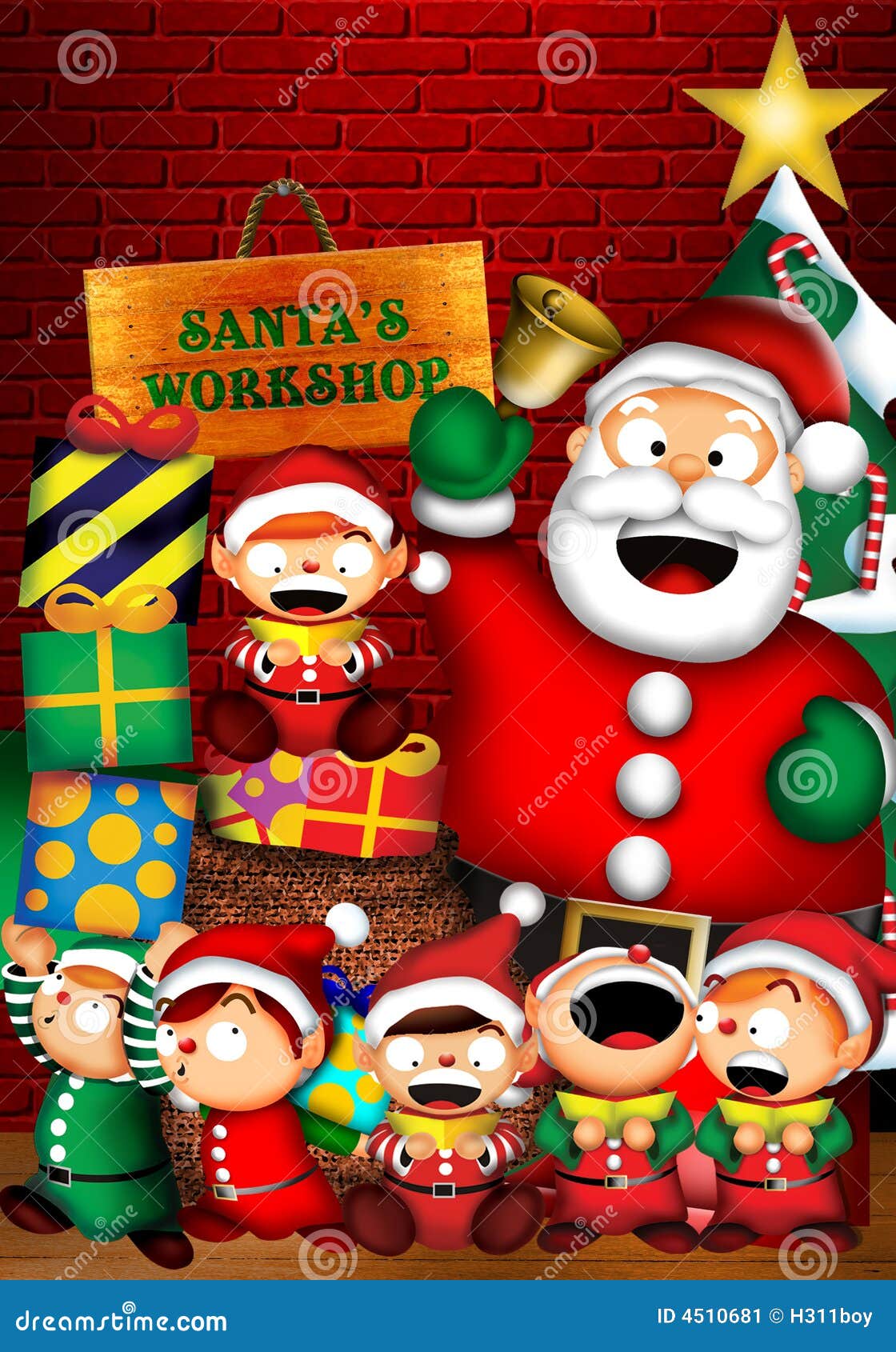 Santa s workshop stock illustration. Illustration of santa - 4510681