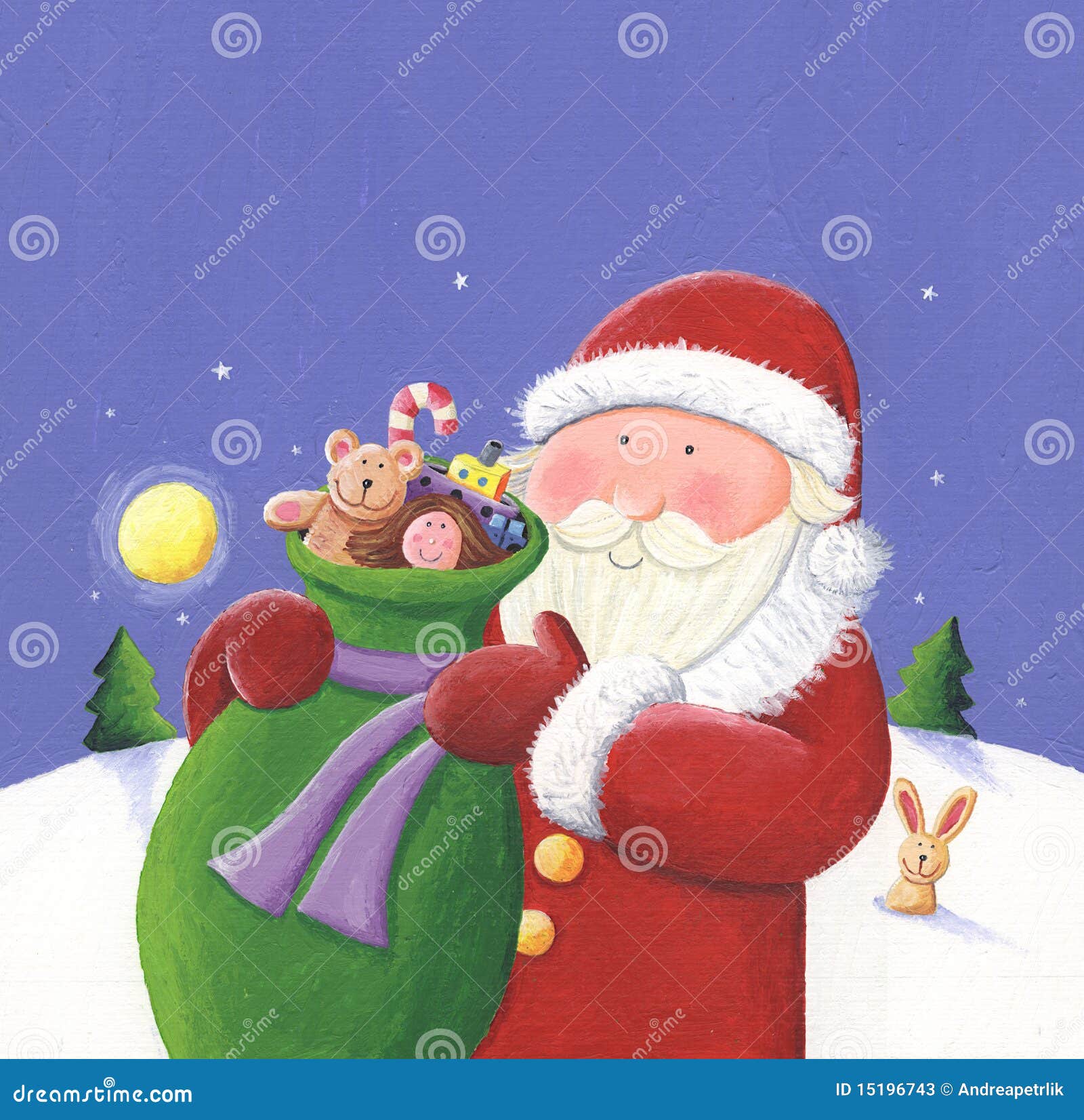 Santa with sack stock illustration. Illustration of happy - 15196743