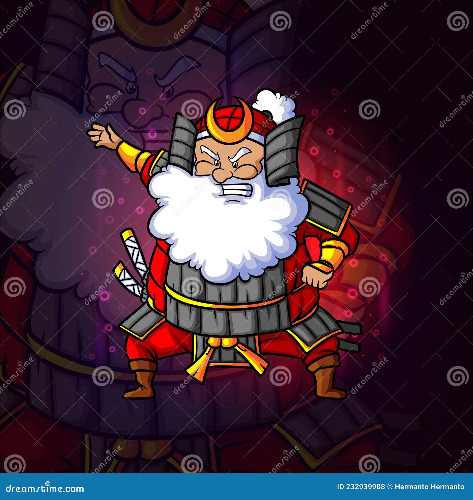 The Santa with the Samurai Costume Esport Logo Design Stock Vector ...