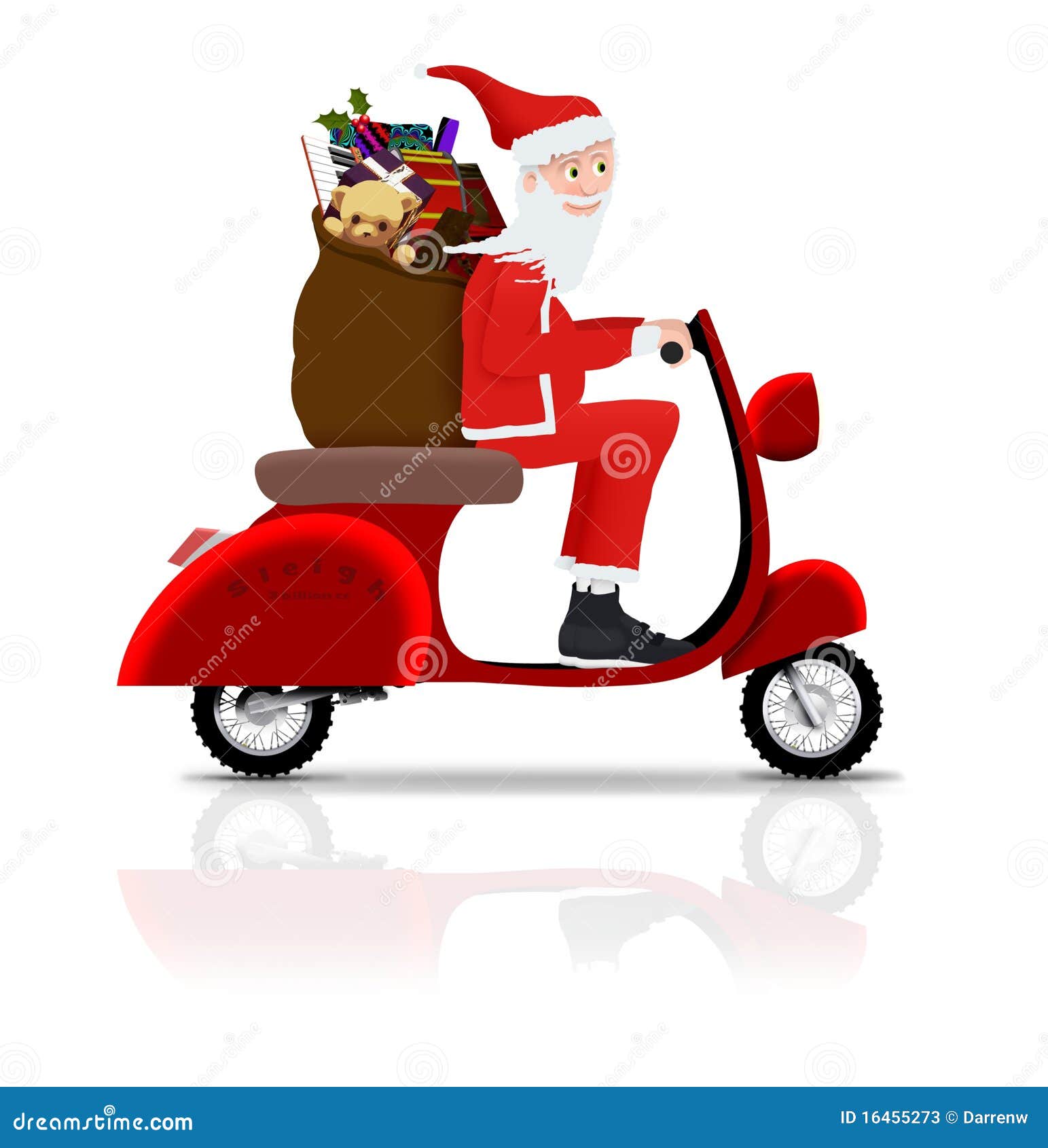 Santa on Scooter stock illustration. Illustration of christmas - 16455273