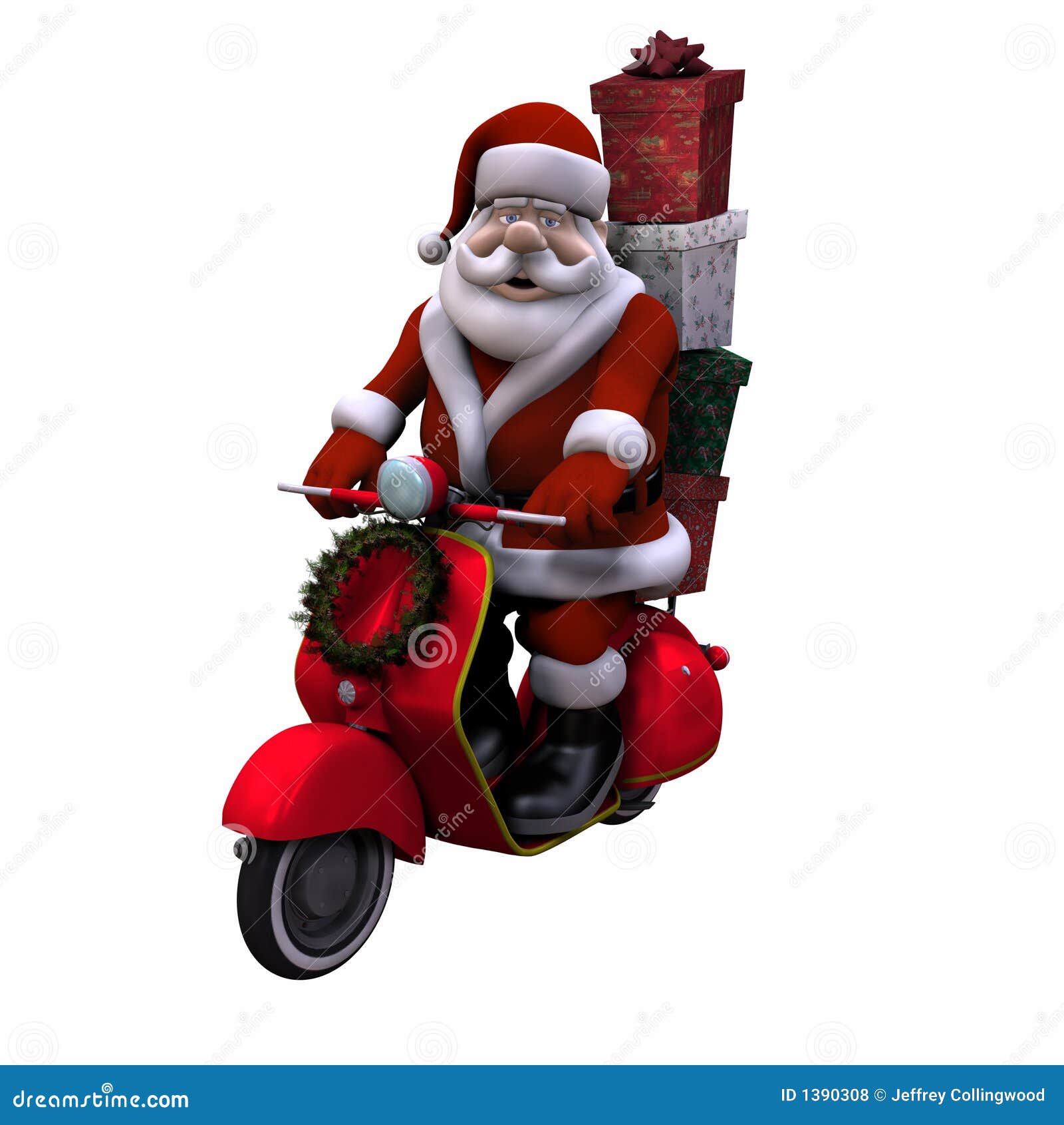 Santa Scooter - Isolated stock illustration. Illustration of kris - 1390308