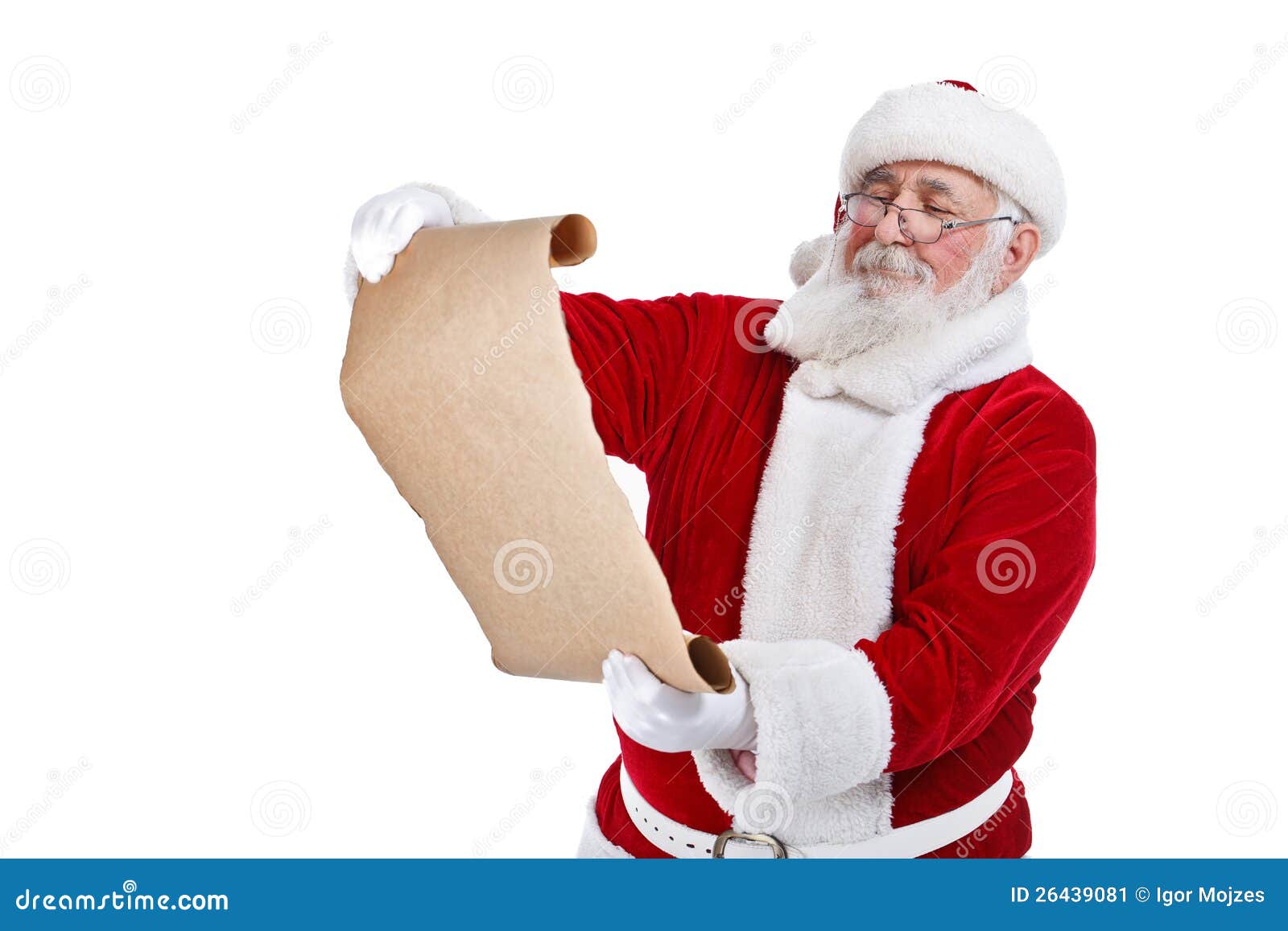 Santa with scroll paper stock image. Image of celebrate - 26439081