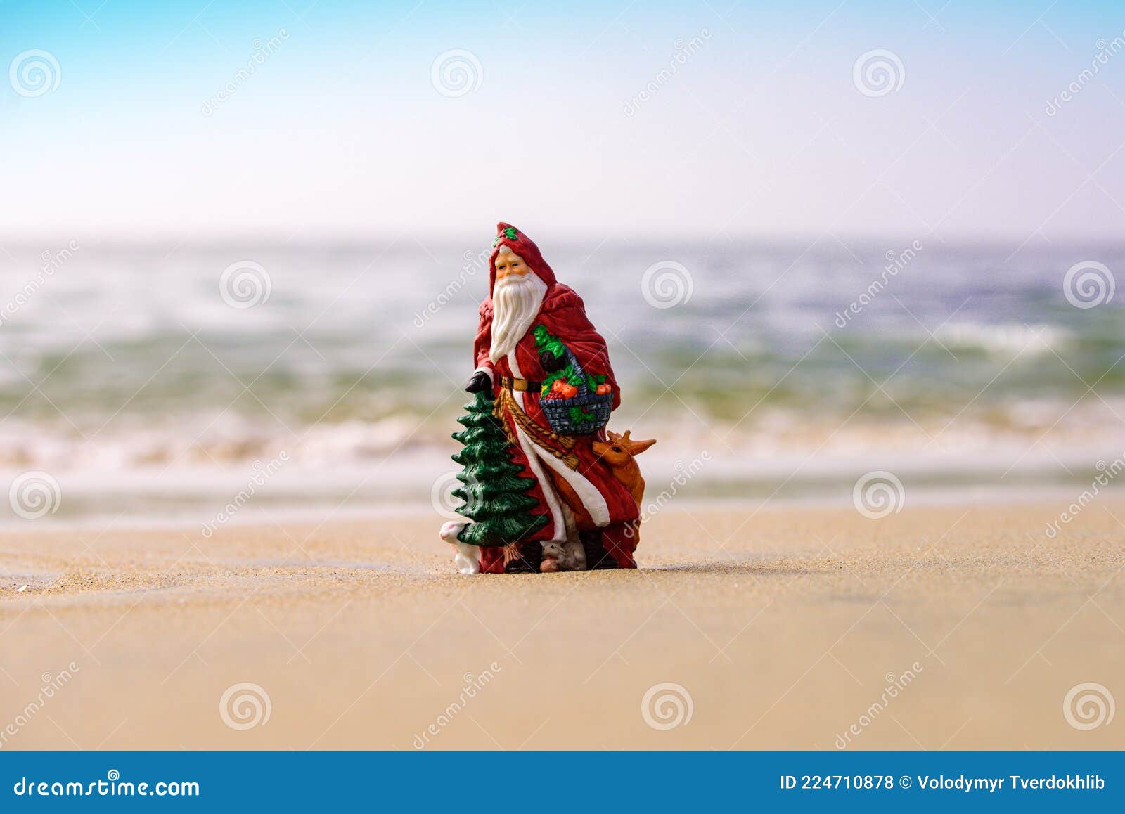 Santa on Sea Beach. Christmas and Vacation Design. Stock Photo - Image ...